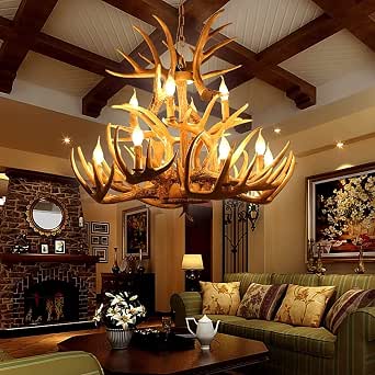 KLUFO Antler Chandelier 9 Light, Deer Antler Chandelier Lighting ...