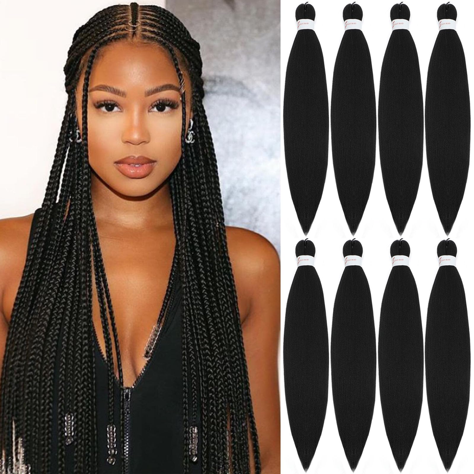 Amazon.com : Braiding Hair Pre Stretched 20 Inch 8 Pack Braiding Hair ...