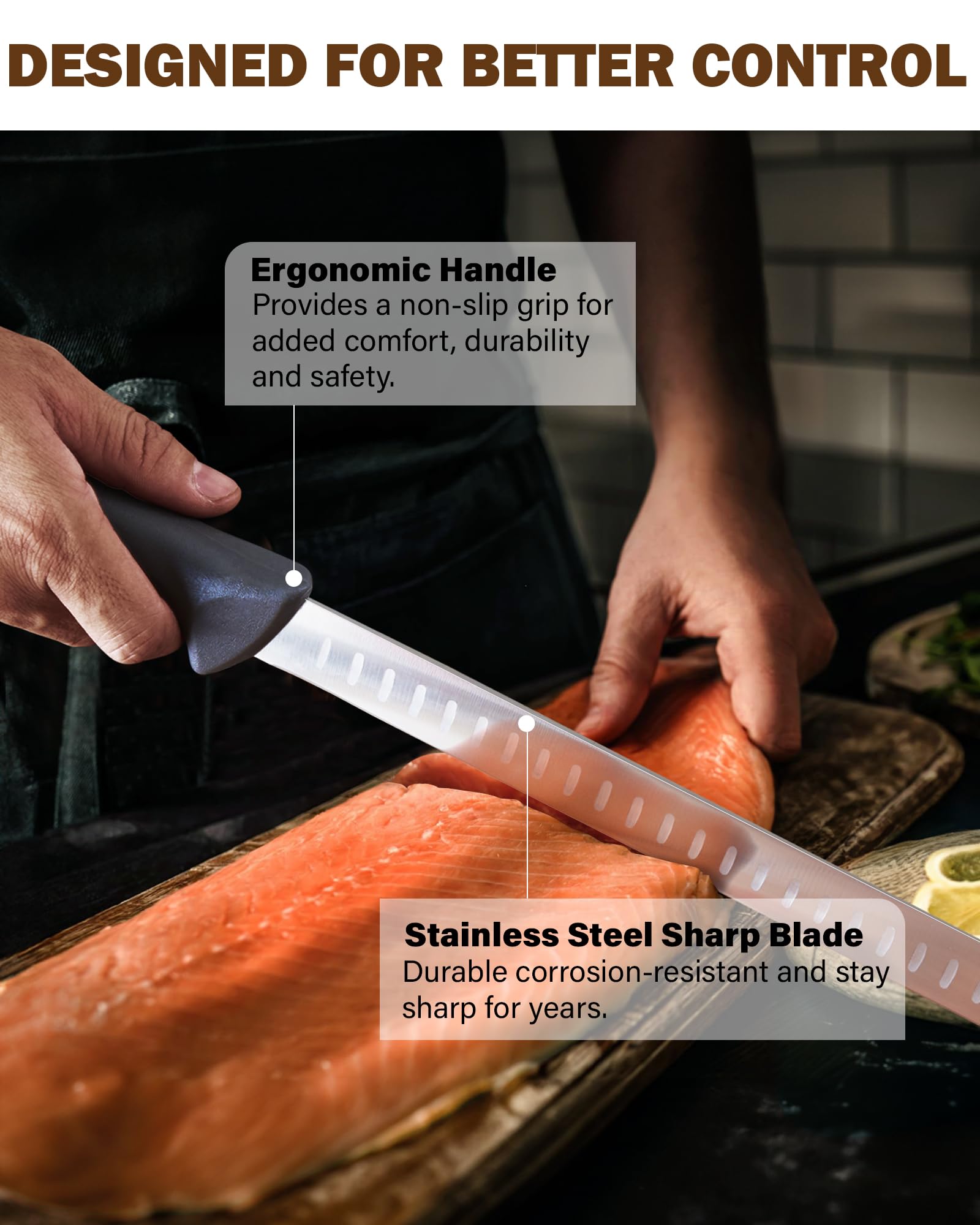 Snapklik.com : Cook N Home Slicing Knife Roast/Fish Slicer 11-inch