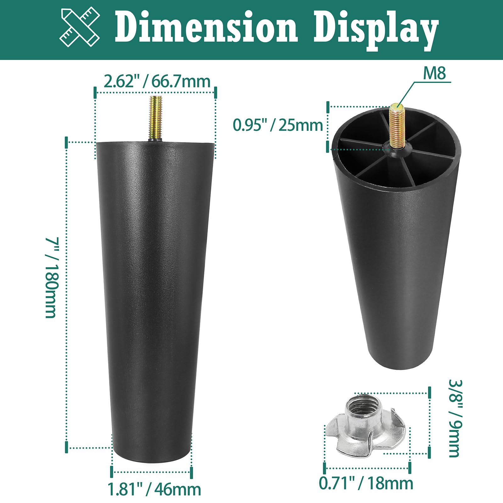 Snapklik.com : Masendelk M8-1.25 Metric Thread Bolts Plastic Furniture ...