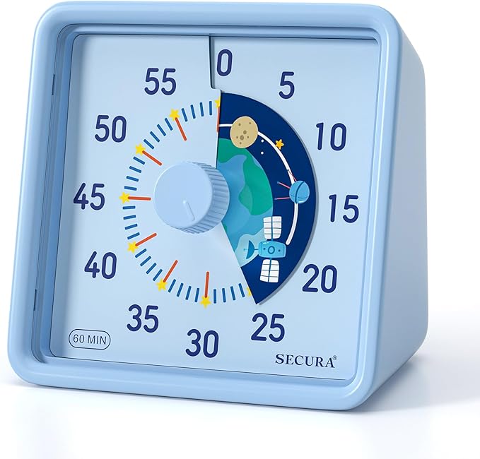 Secura 60-Minute Visual Timer for Kids, Time Clocks, Countdown Timers ...