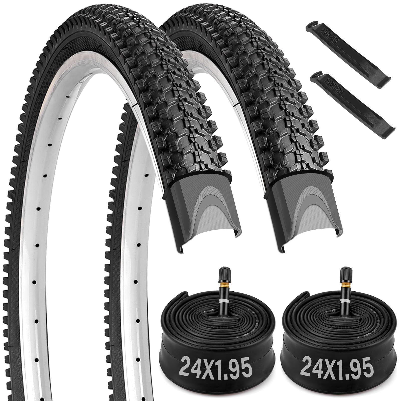 Amazon.com : 24 Inch Bike Tire, 2 Pack 24 x 1.95 Bike Tire with ...