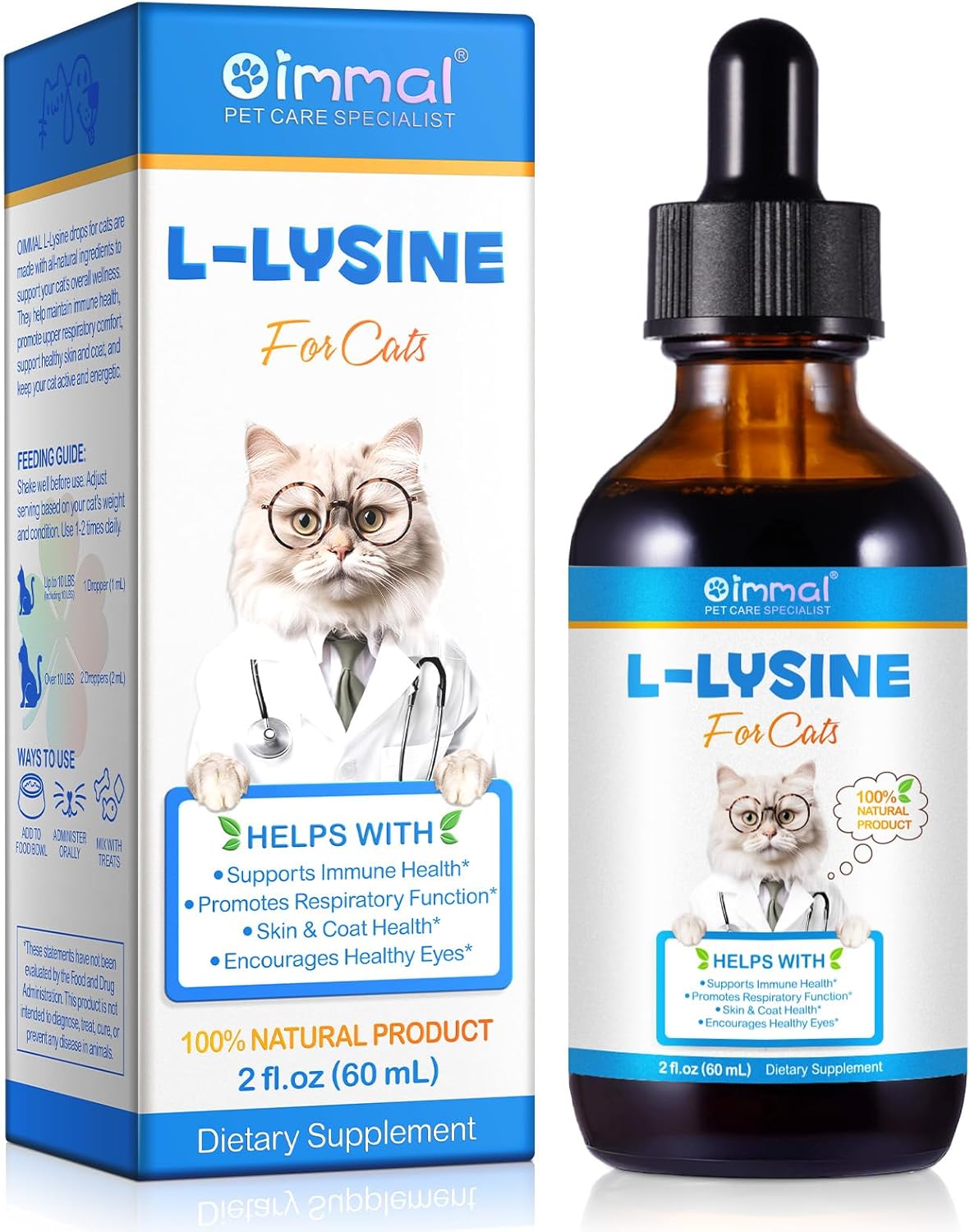 L-Lysine for Cats, Immune Support Drops for Cats Support Respiratory ...