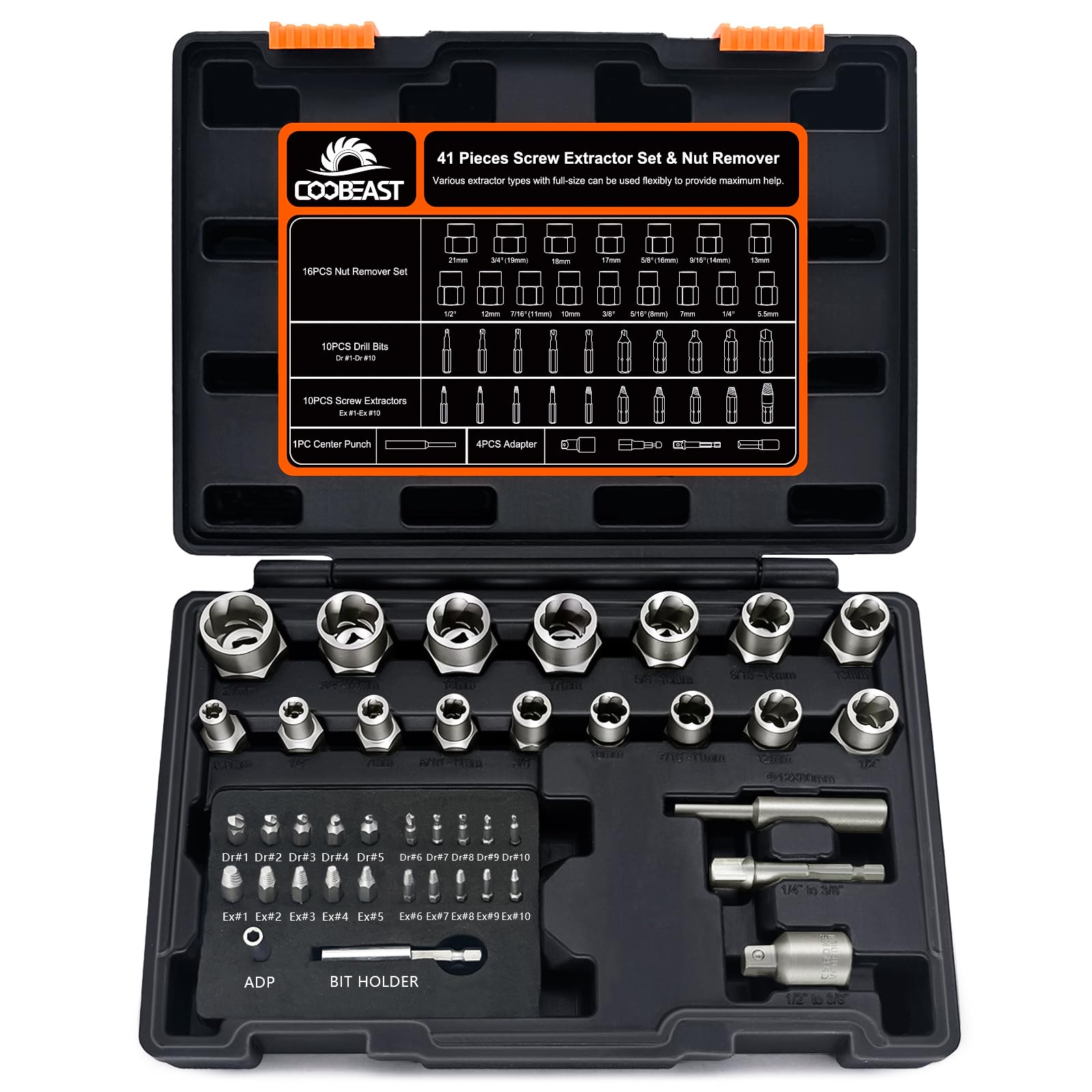 Snapklik.com : Coobeast 41Pcs Bolt Extractor Kit And Small Screw ...