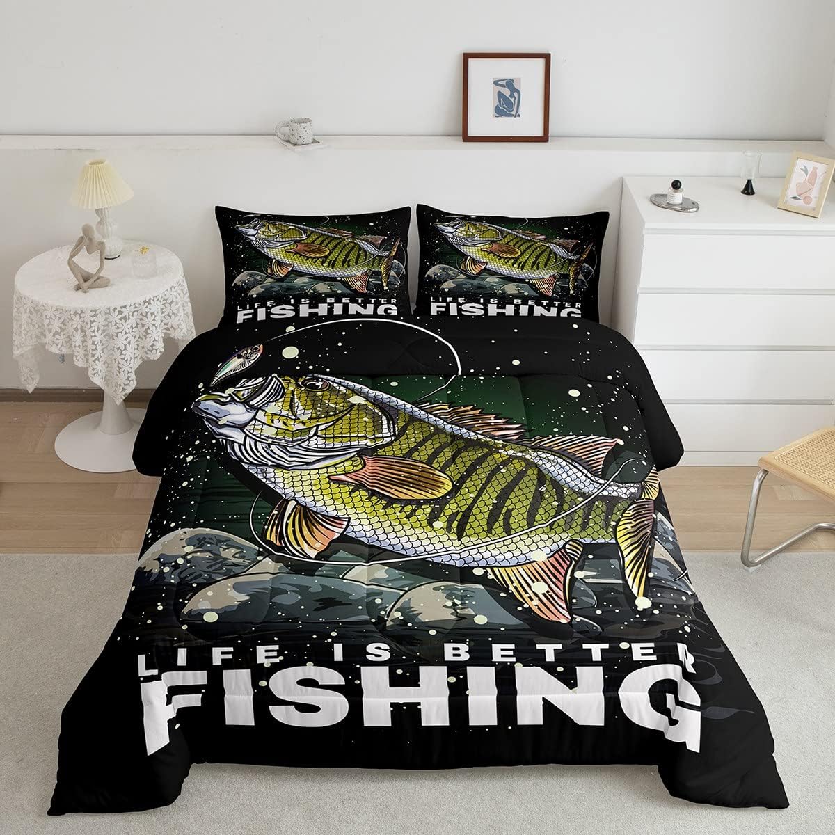 Amazon.com: Feelyou Big Pike Fish Comforter Set Bass Big Fish Bedding ...
