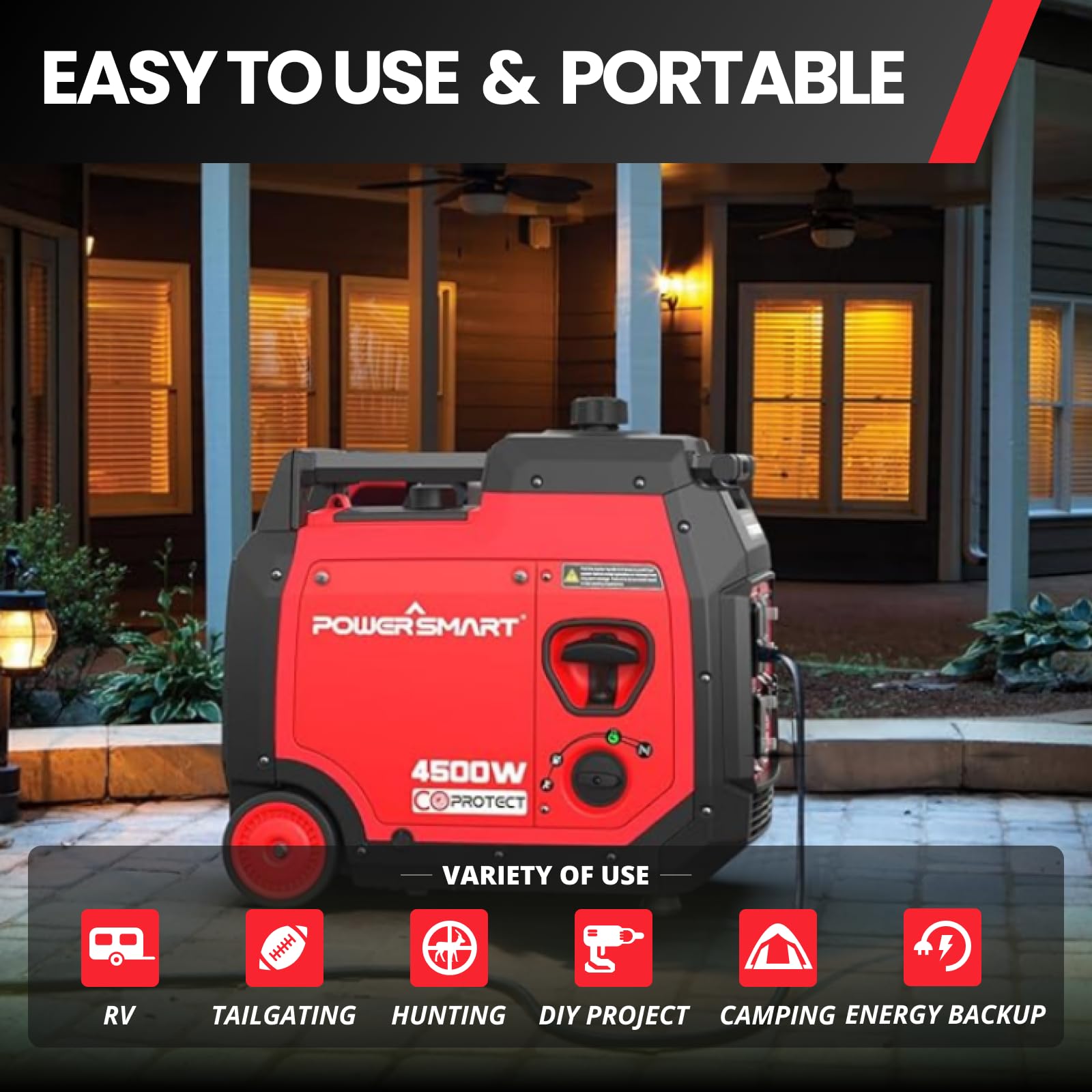 Snapklik.com : PowerSmart 4500-Watt Portable Inverter Generator