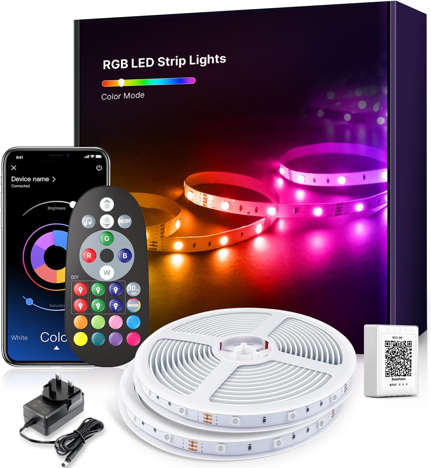 20m LED Strip Lights, RGB Music Sync Color Changing LED Light with ...