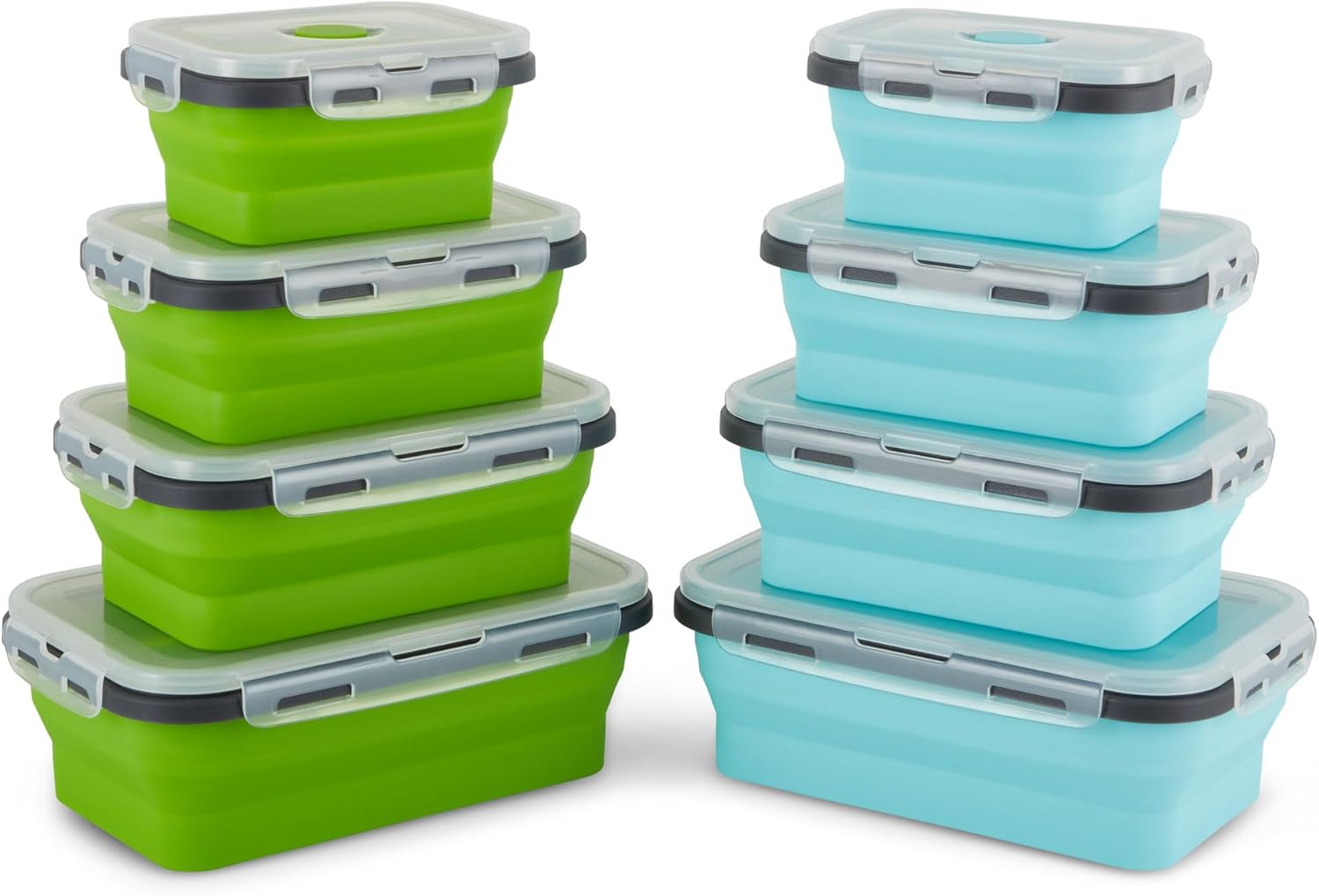Dice Pro Set of 4 Collapsible Lunch Boxes – Premium Silicone, Space ...