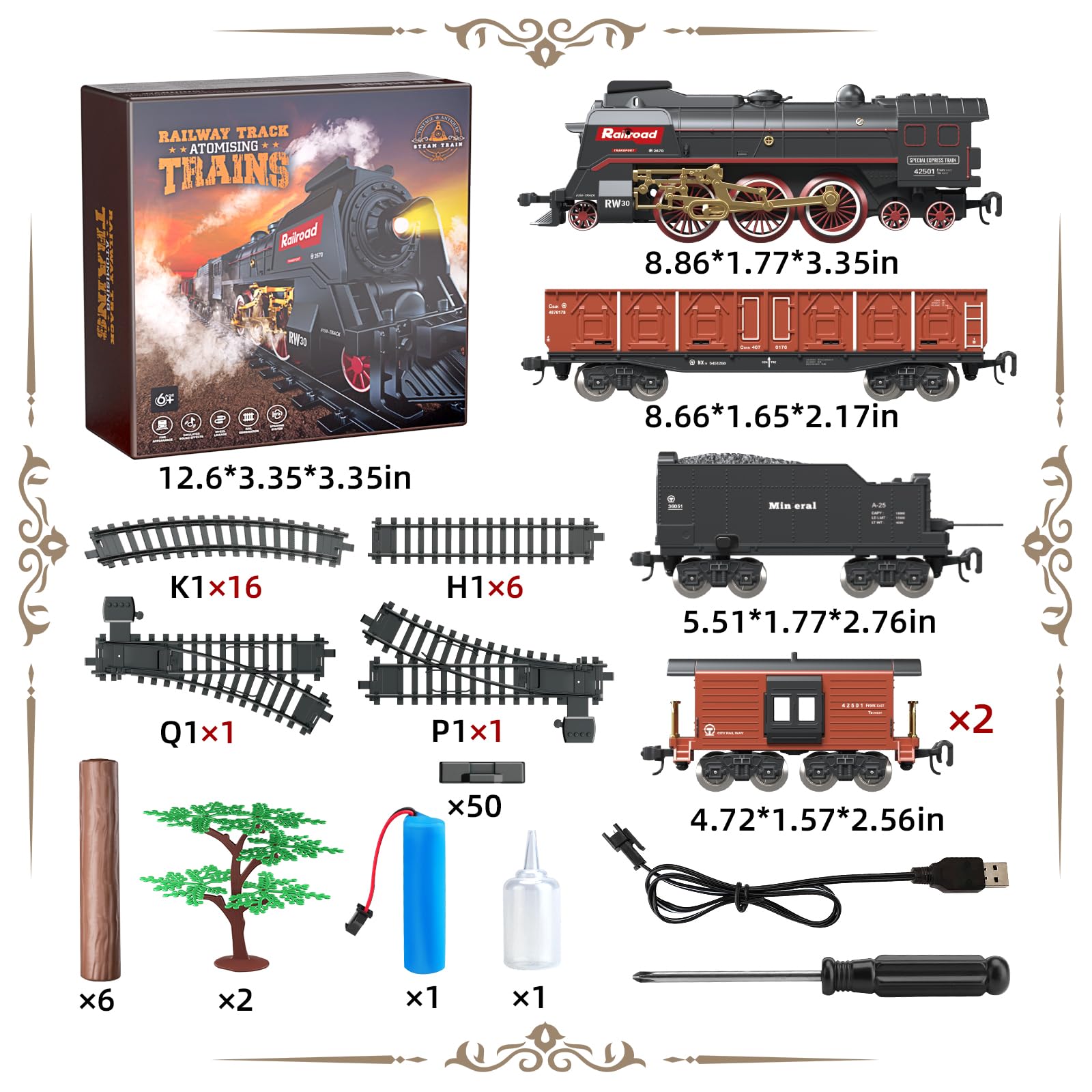 AIQI Electric Train Set-Train Toys for Boys Girls with Smokes,Lights, Sound,Tracks,Electric Toy ...