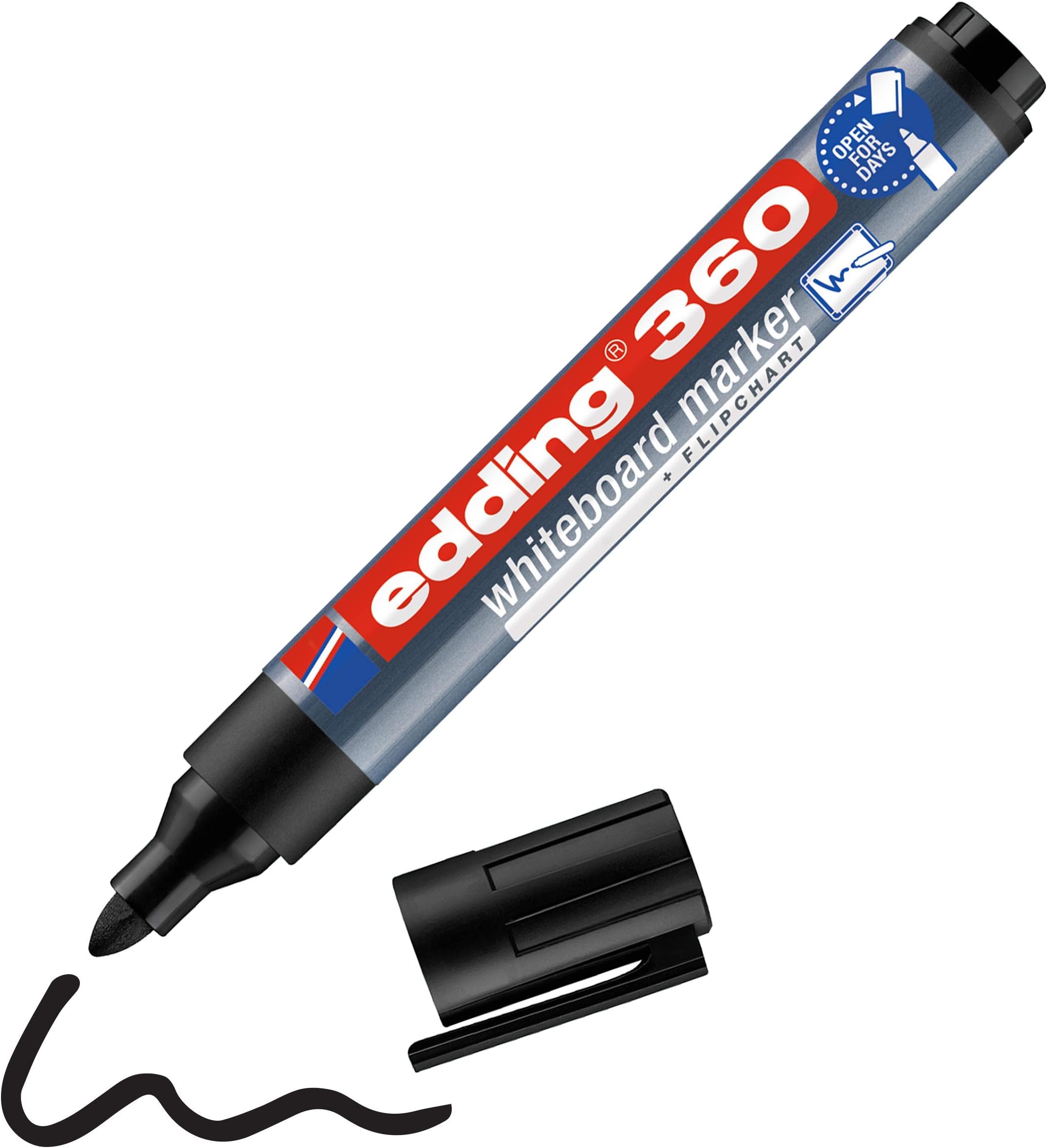 edding 360 Whiteboardmarker - schwarz - 1 Whiteboard Stift - Rundspitze ...