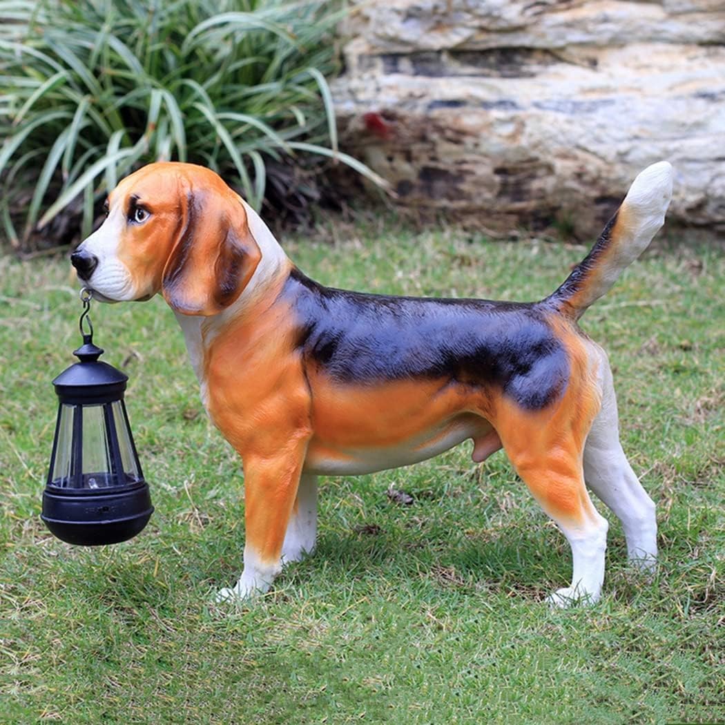 Dog decoration dog lamp,Outdoor Dog Statue, Beagles Figurine with Solar ...