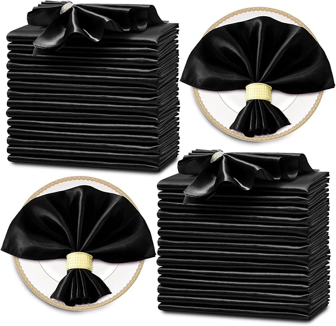 Amazon.com: Horbaunal 30 Pack Black Satin Napkins 20 x 20 Inch, Square ...
