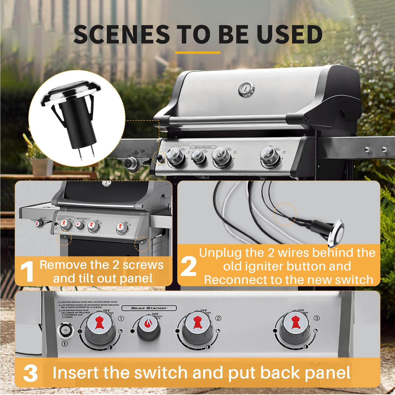 Snapklik.com : GS4 Igniter For Weber, 2 Pack GS4 Grill Igniter Switch Push Button Replacement ...