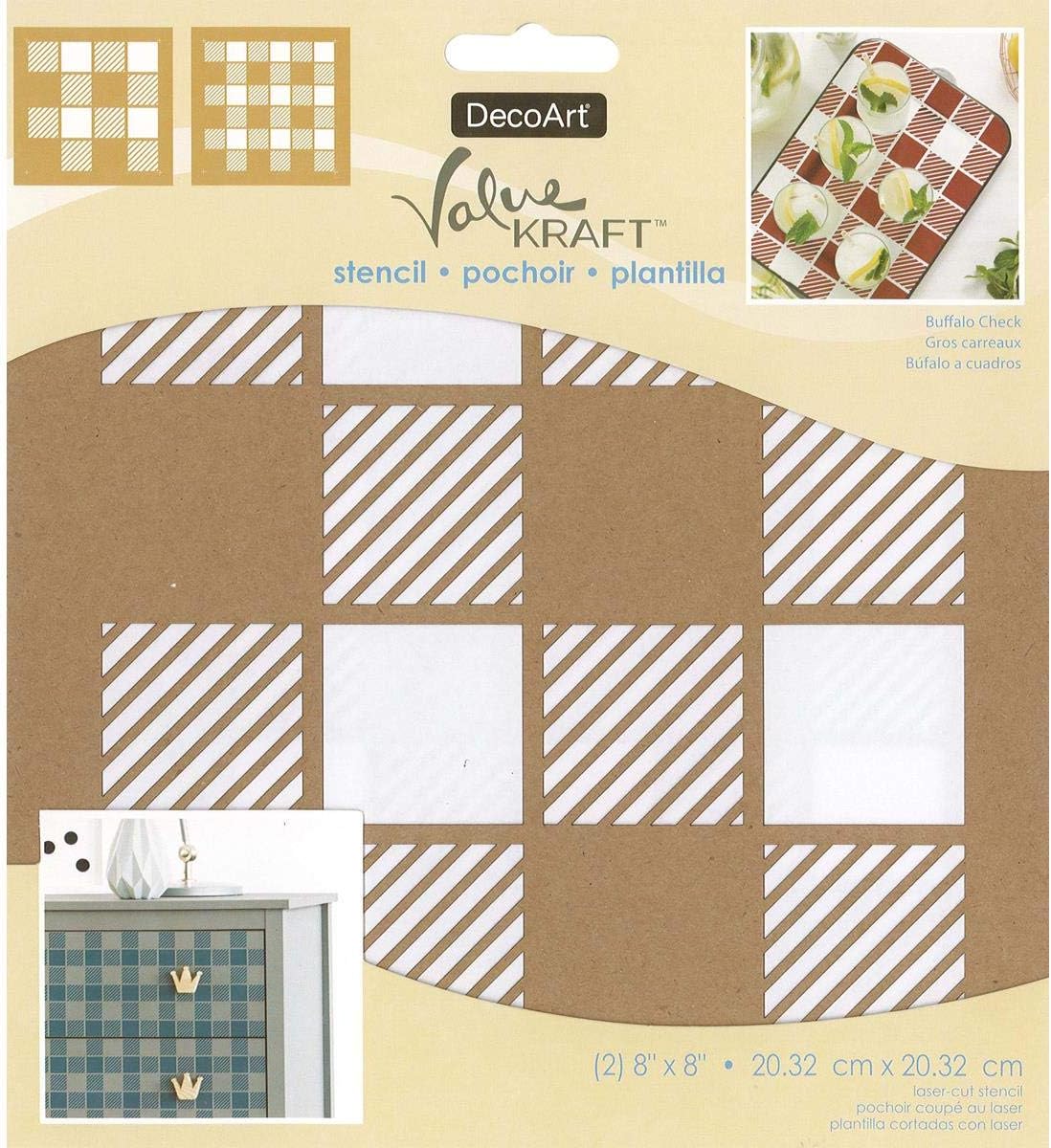 Amazon.com : Decoart Value Kraft Stencil 8x8 Buffalo Check : Arts ...