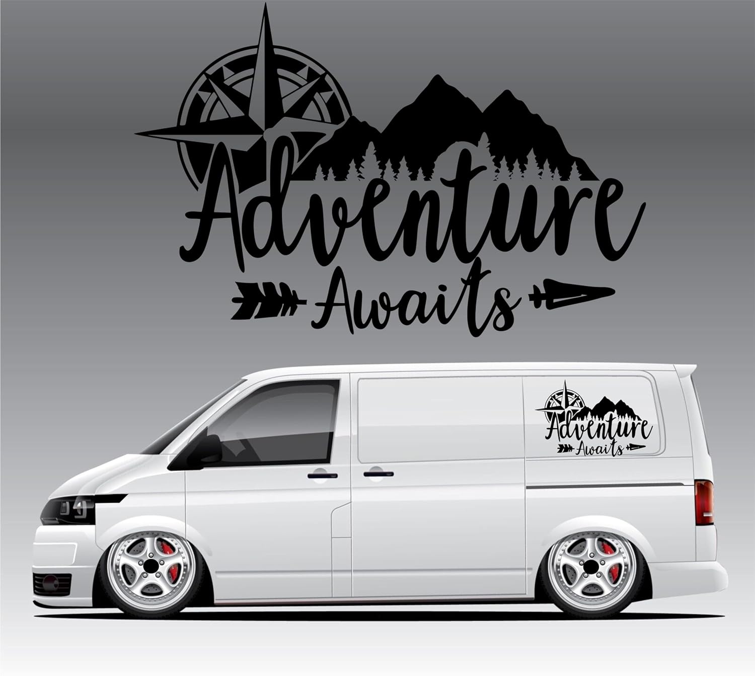 Adventure Awaits Van Vinyl Sticker Caravan Motorhome Truck Camper Van ...