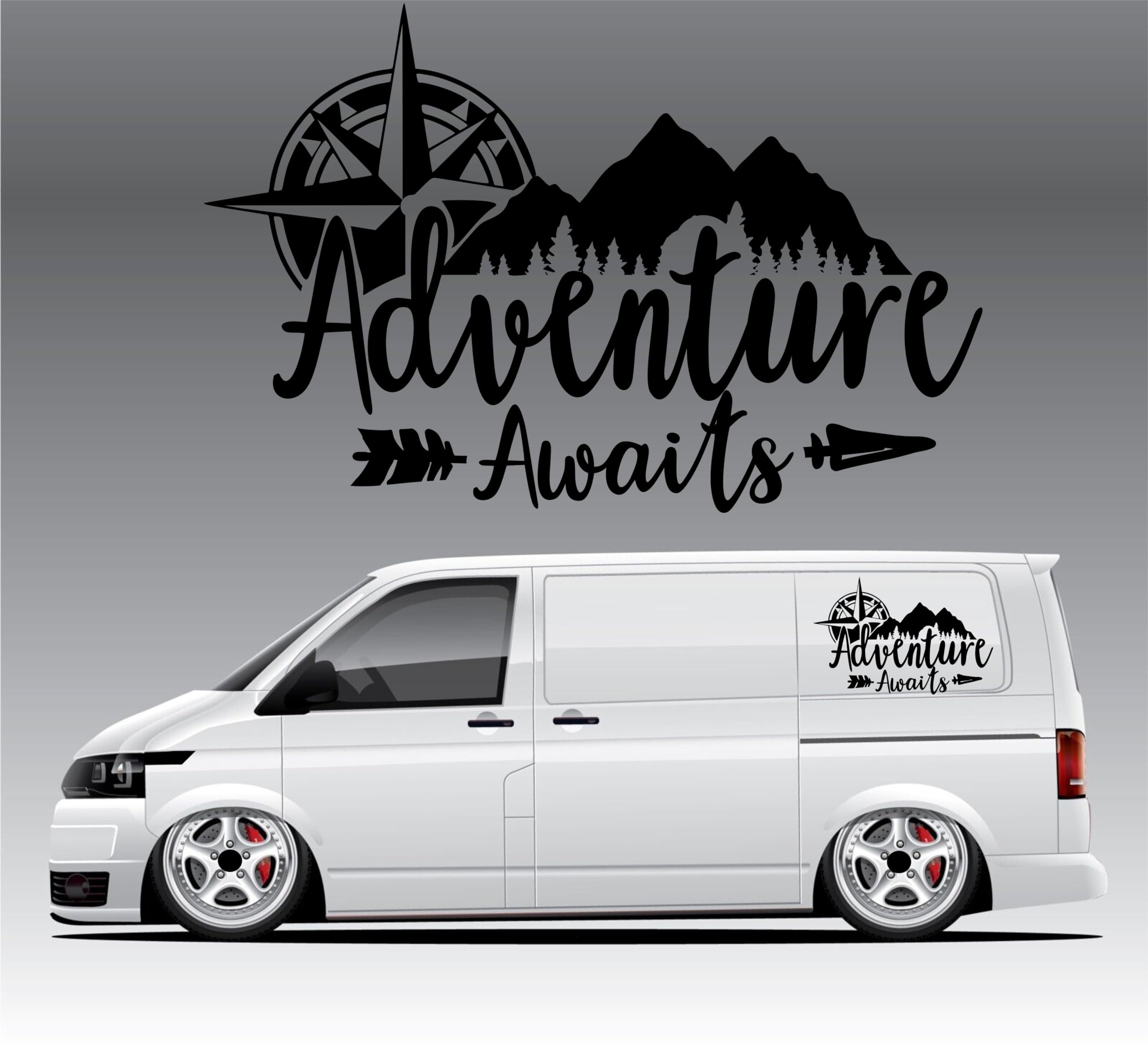 Adventure Awaits Van Vinyl Sticker Caravan Motorhome Truck Camper Van ...