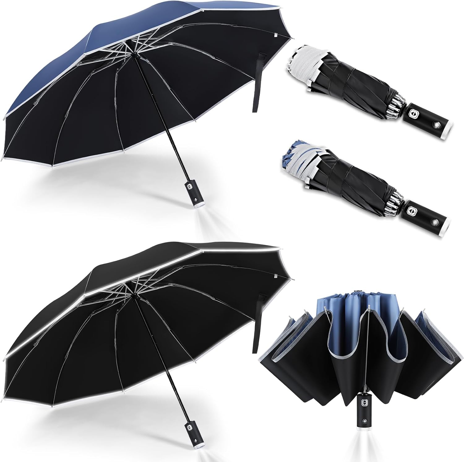 Amazon.com: Sanwuta 2 Pcs Folding LED Umbrella Travel Umbrella ...