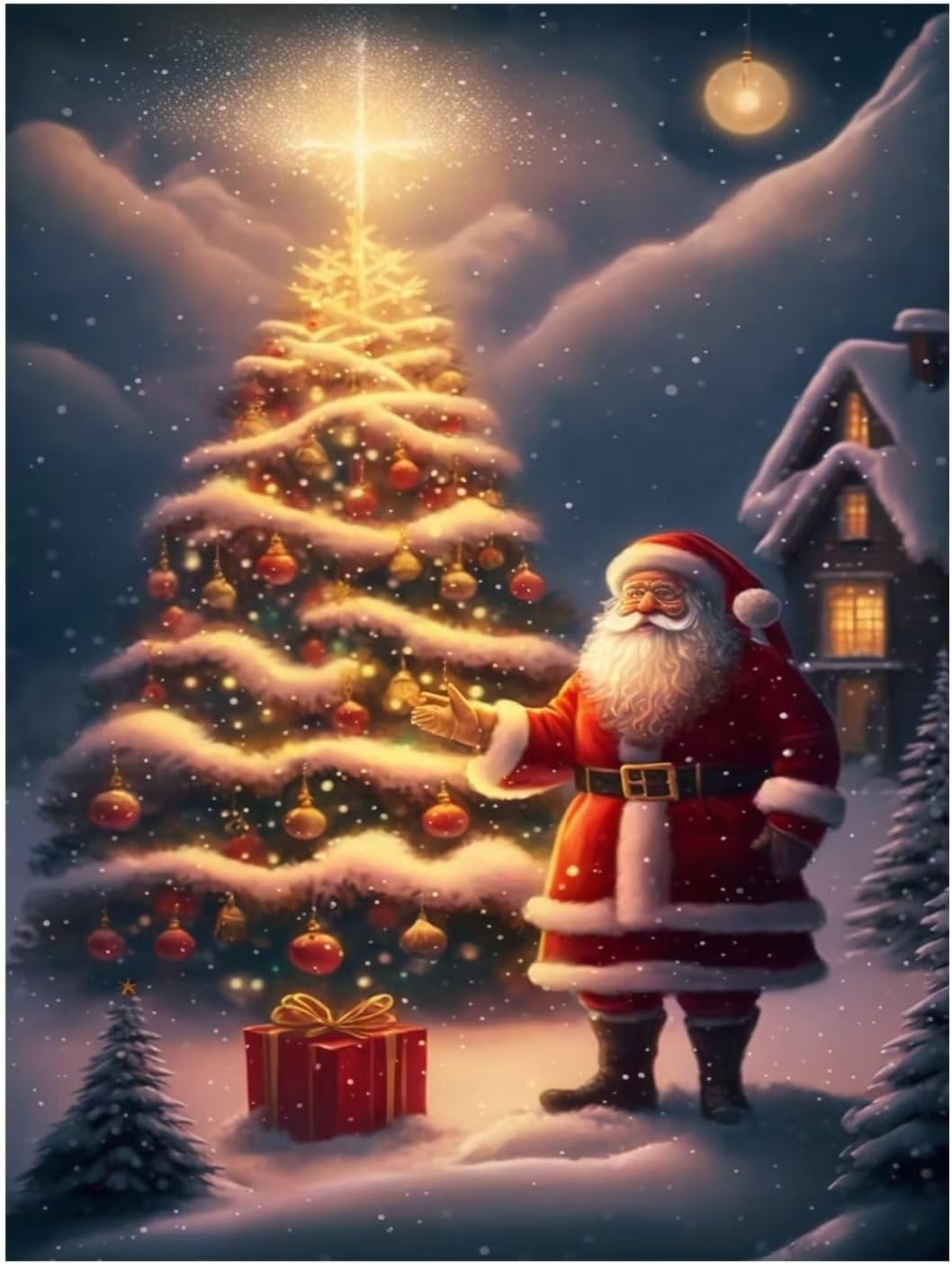 Amazon.com: Christmas Tree Santa Diamond Painting, 5D Diamond Painting ...