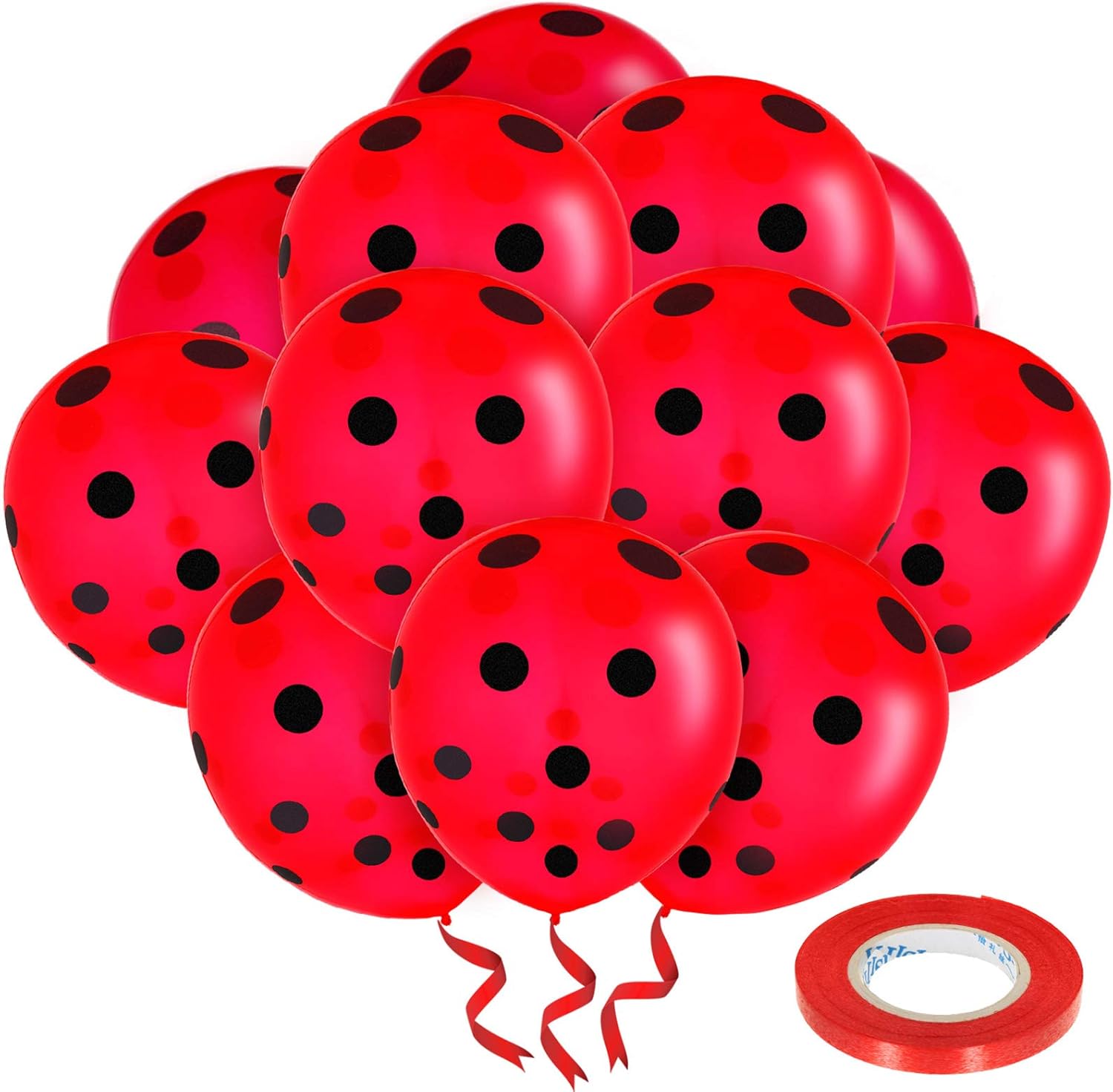 Amazon.com: 60 Pieces Ladybug Red Black Polka Dots Latex Balloons with ...
