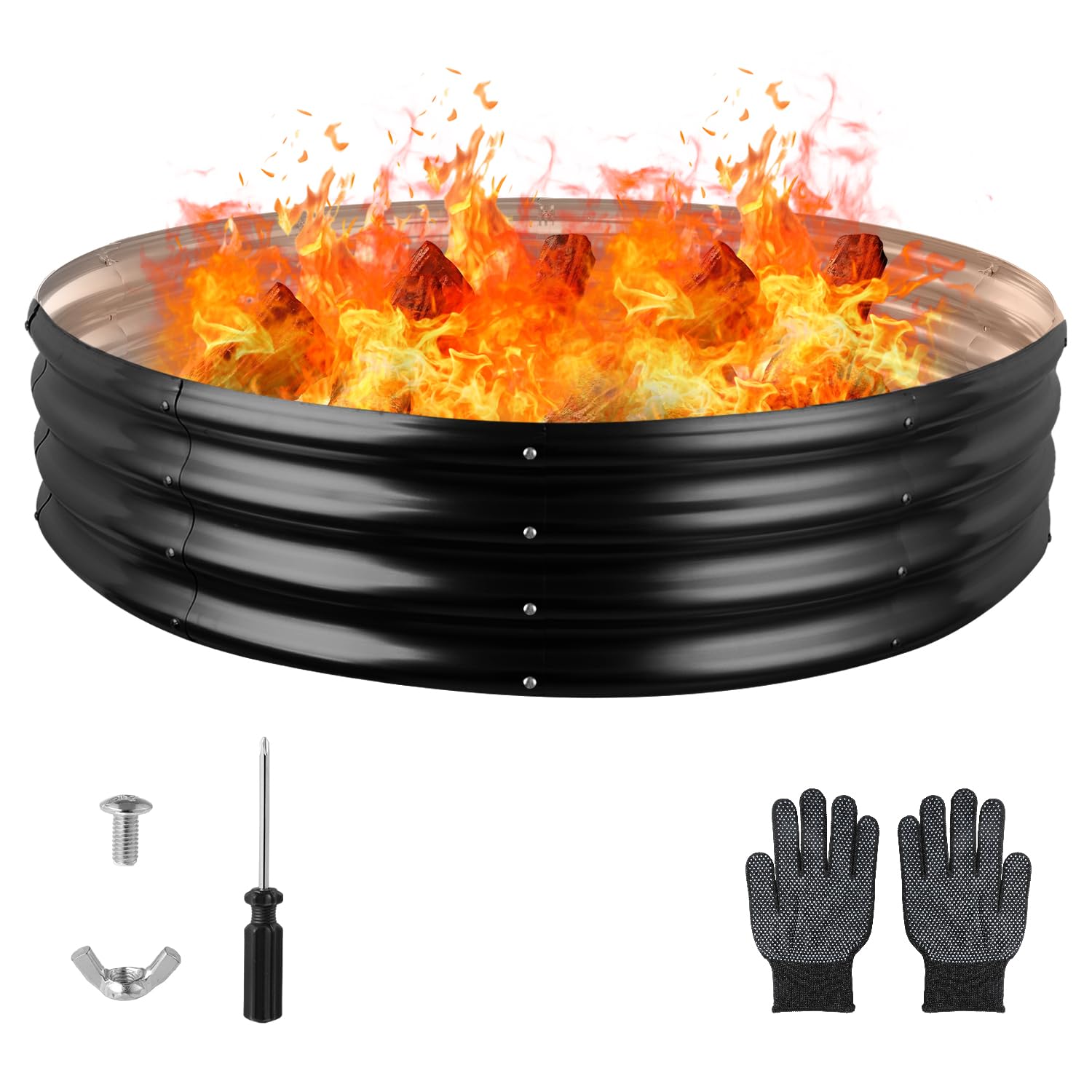 Snapklik.com : 60 Inch Round Galvanized Fire Pit Ring, Round Galvanized ...