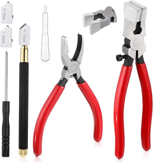 7 Pcs Premium Glass Running Breaking Pliers and Glass Cutter Kit ...