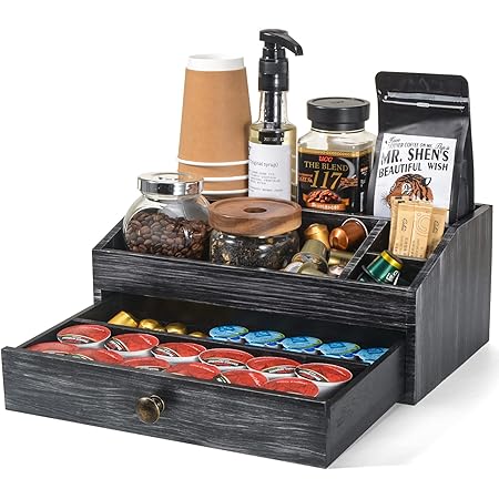 Amazon.com: KKC Bamboo Tea and Coffee Organizer for Countertop with Tea ...