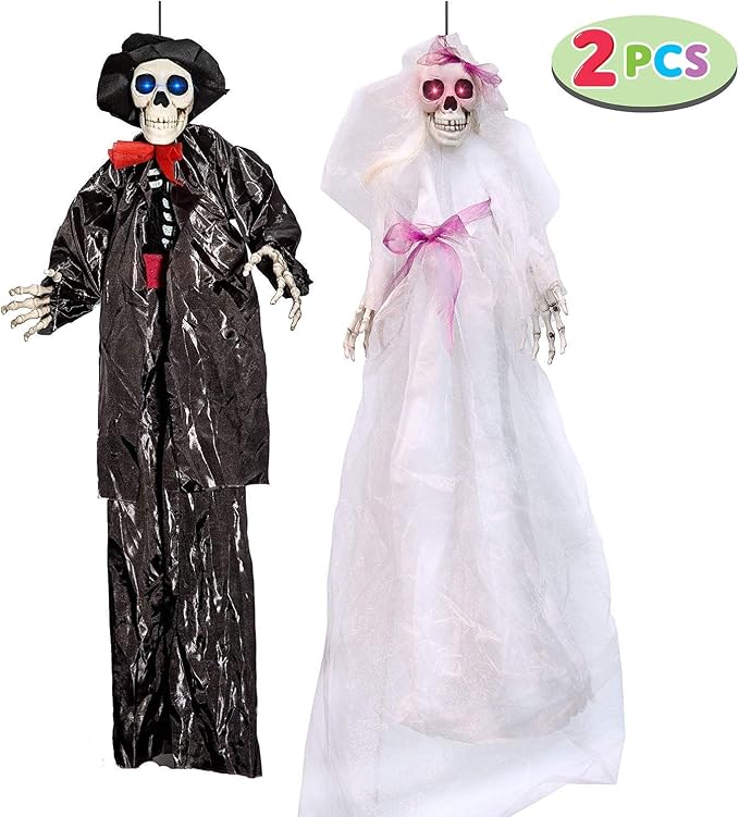 Amazon.com: JOYIN Hanging Skeleton Ghost Bride(42.5") and Groom(35.5 ...