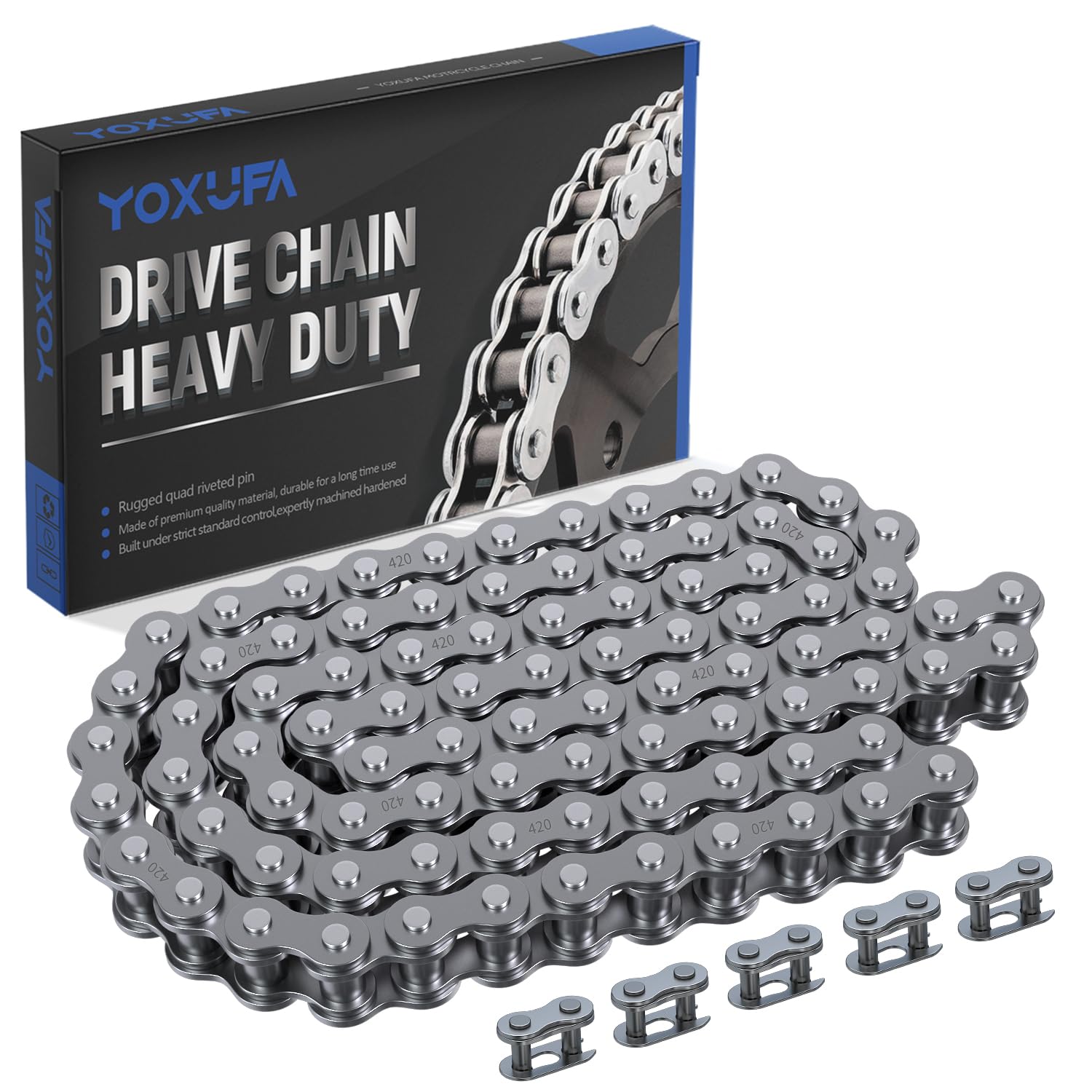 Snapklik.com : 420 Chain Mini Bike Rear Drive Chain 90 Link Replacement ...