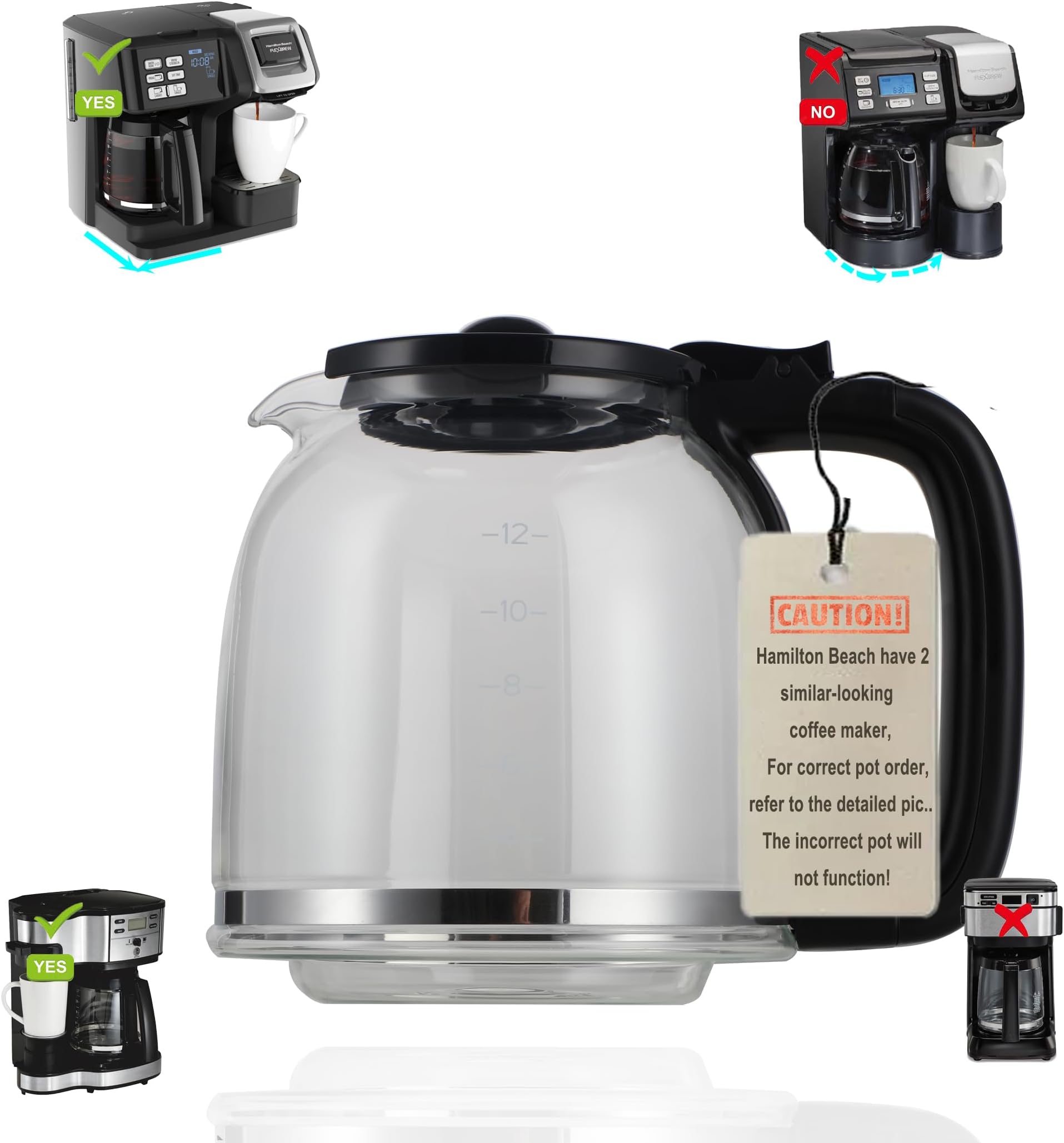 Amazon.com: Coffee Machine Replacement 12CUP Glass Carafe, Fit With ...