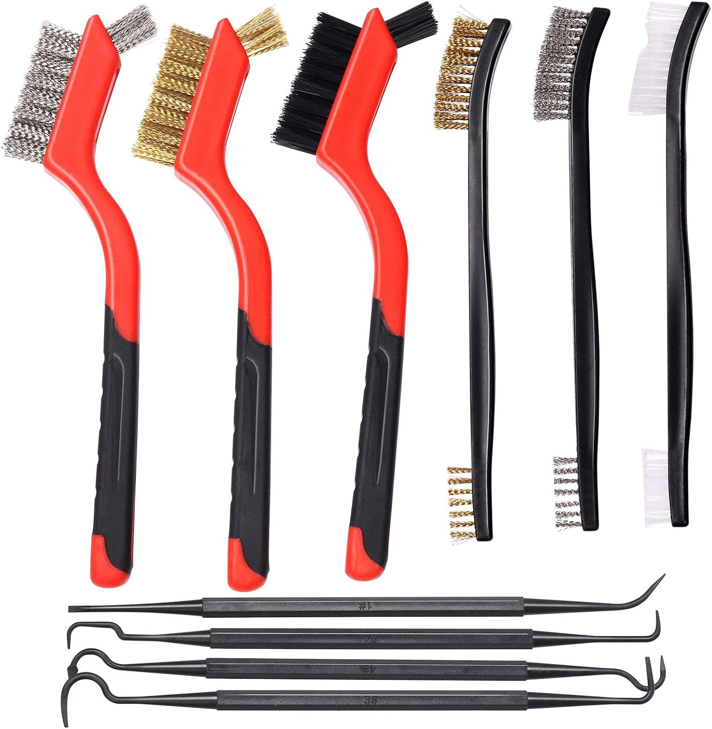 Glarks 10Pcs Wire Brush with Pick Set, Nylon/Brass/Stainless Steel ...