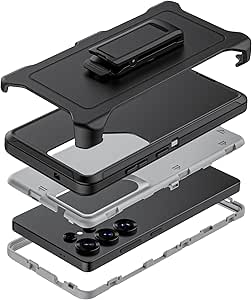 Amazon.com: TMIDVFV Compatible with Samsung Galaxy S25 Ultra Case, with Belt Clip Holster Heavy ...