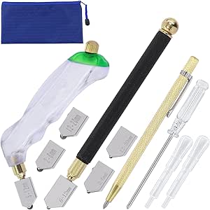 Rustark 13Pcs Glass Cutting Tool Kit Includes Pistol Grip Oil Filled ...