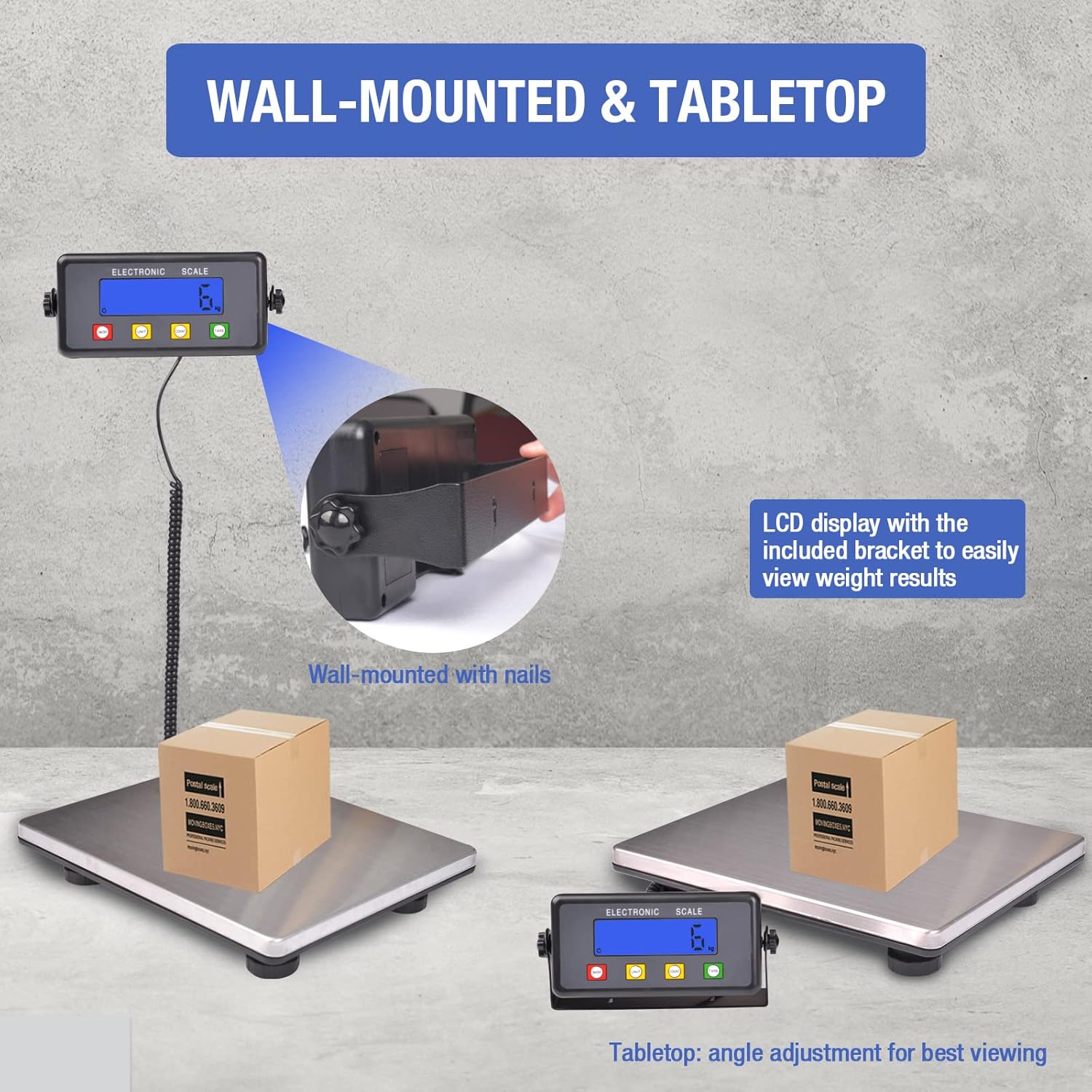 Heavy Duty 440lbs Shipping Scale with Large Platform and Digital ...