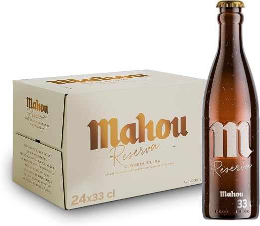 Mahou Reserva Cerveza, Pack 24 Botellas 33 cl - 6,3% Vol con Cuerpo y ...