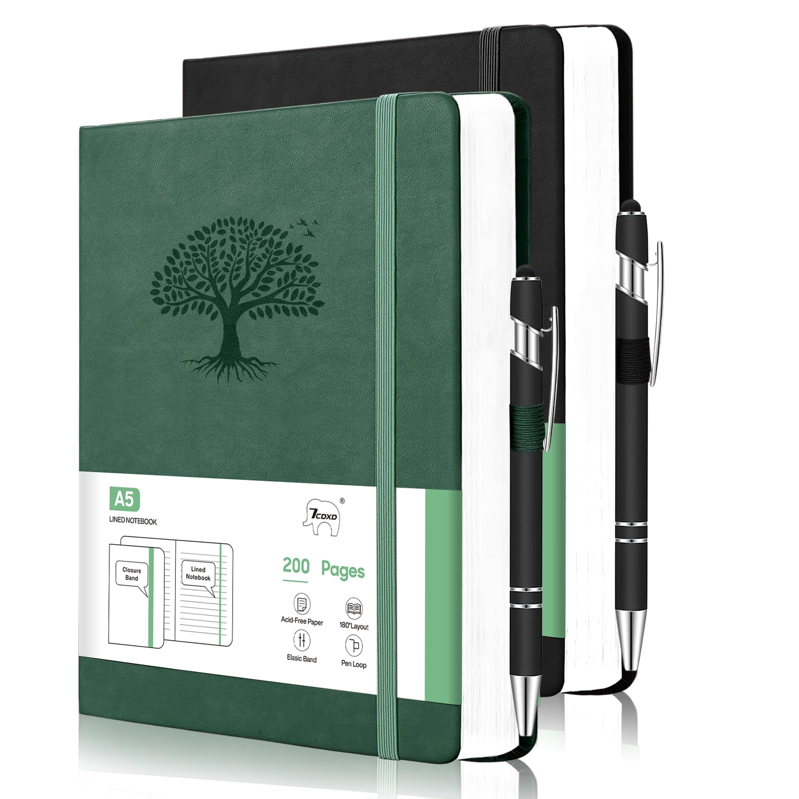 2 Pack Notebook for Work, Leather Journal for Women Men, A5 College ...