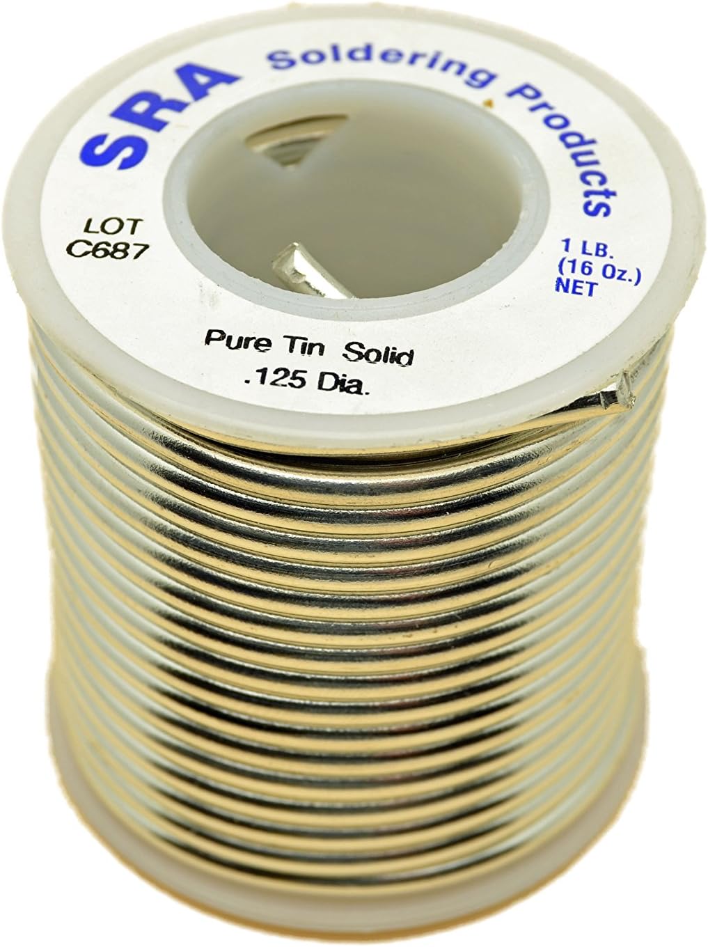 SRA Soldering Products WBSPTIN125 Lead Free Solid Core Solder, Pure Tin ...