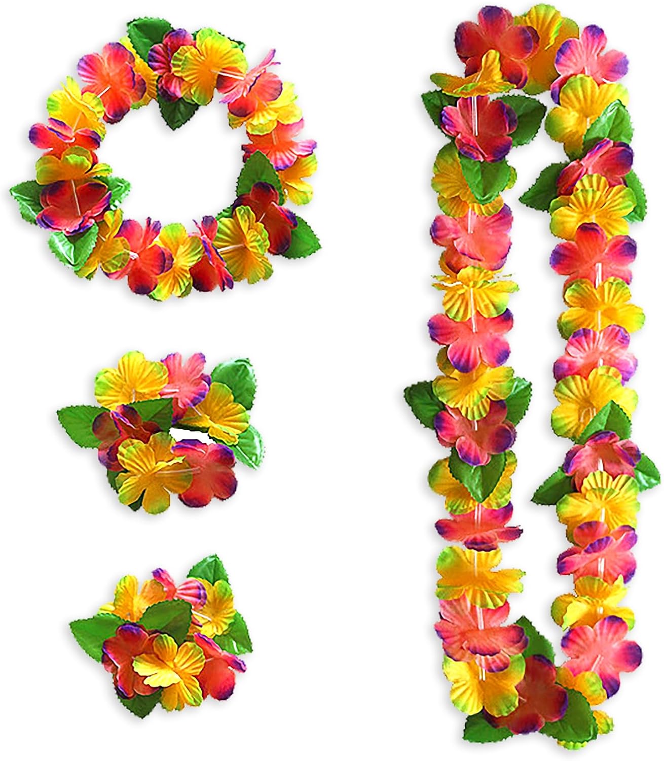 Amazon.com: Estivaux 4 Pieces Hawaiian Leis Set Colorful Luau Leis ...