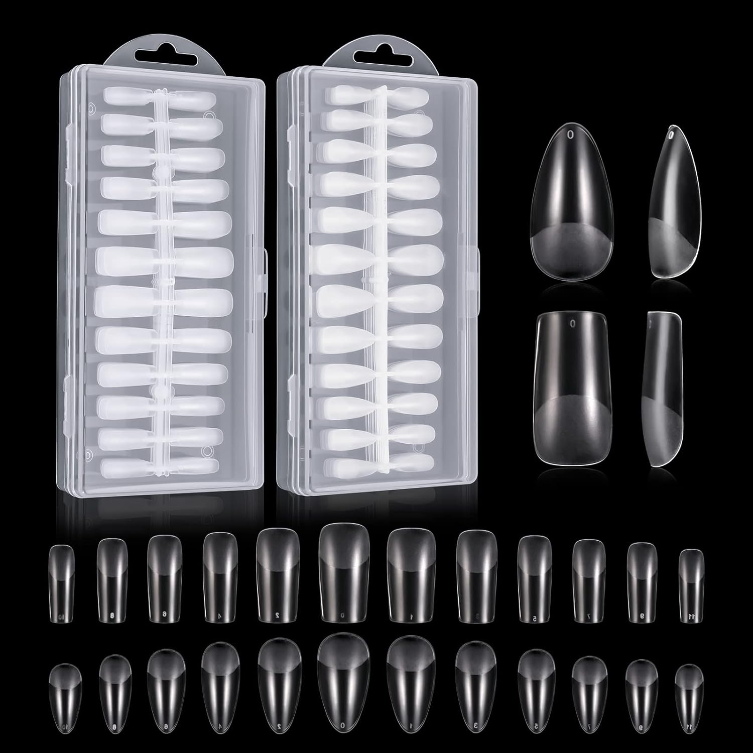 Dacitiery Nail Tips,480Pcs Clear Nail Tips Kit,Soft Gel Full Cover Nail ...