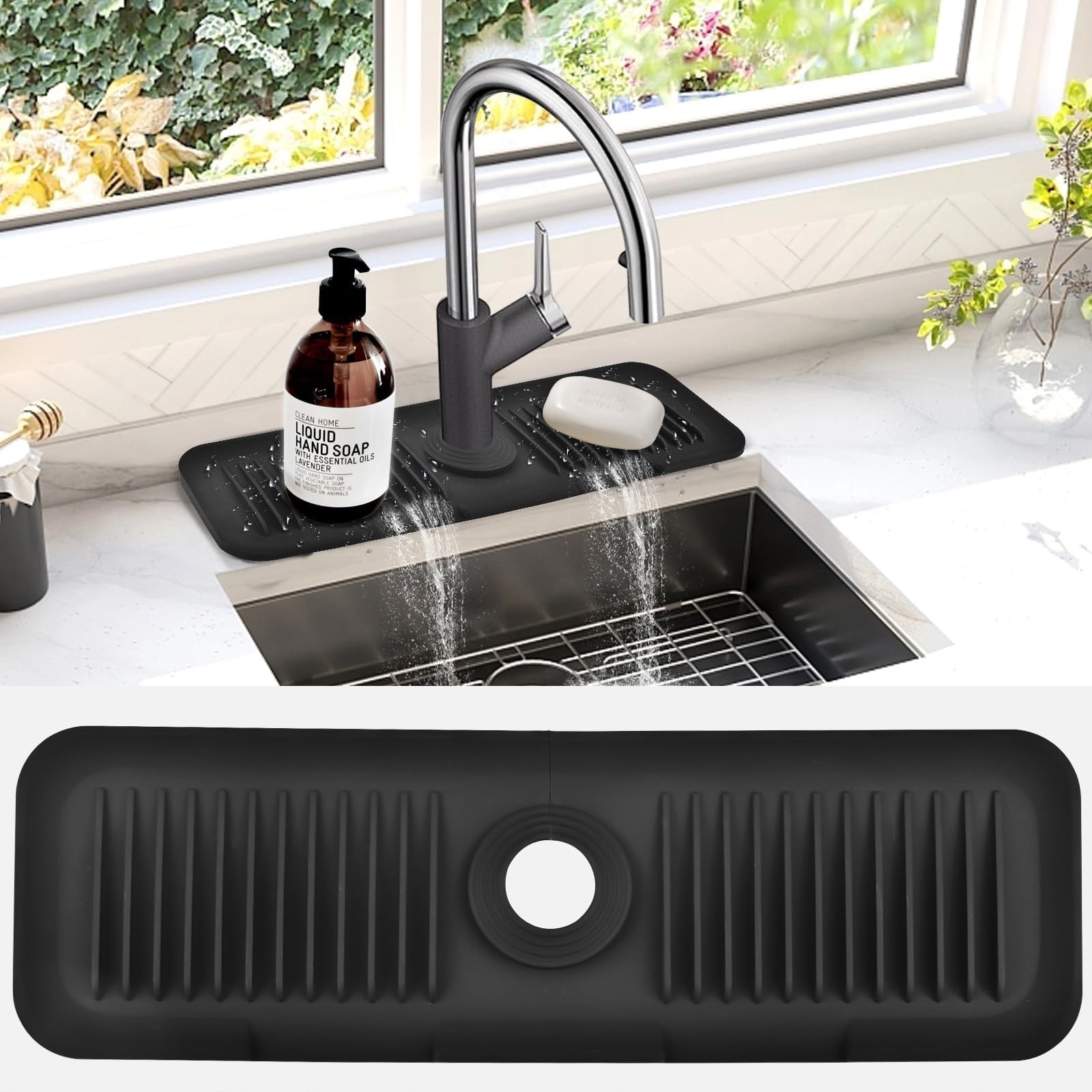 Amazon.com: Kitchen Silicone Sink Splash Guard,Faucet Sink Mat Splash ...