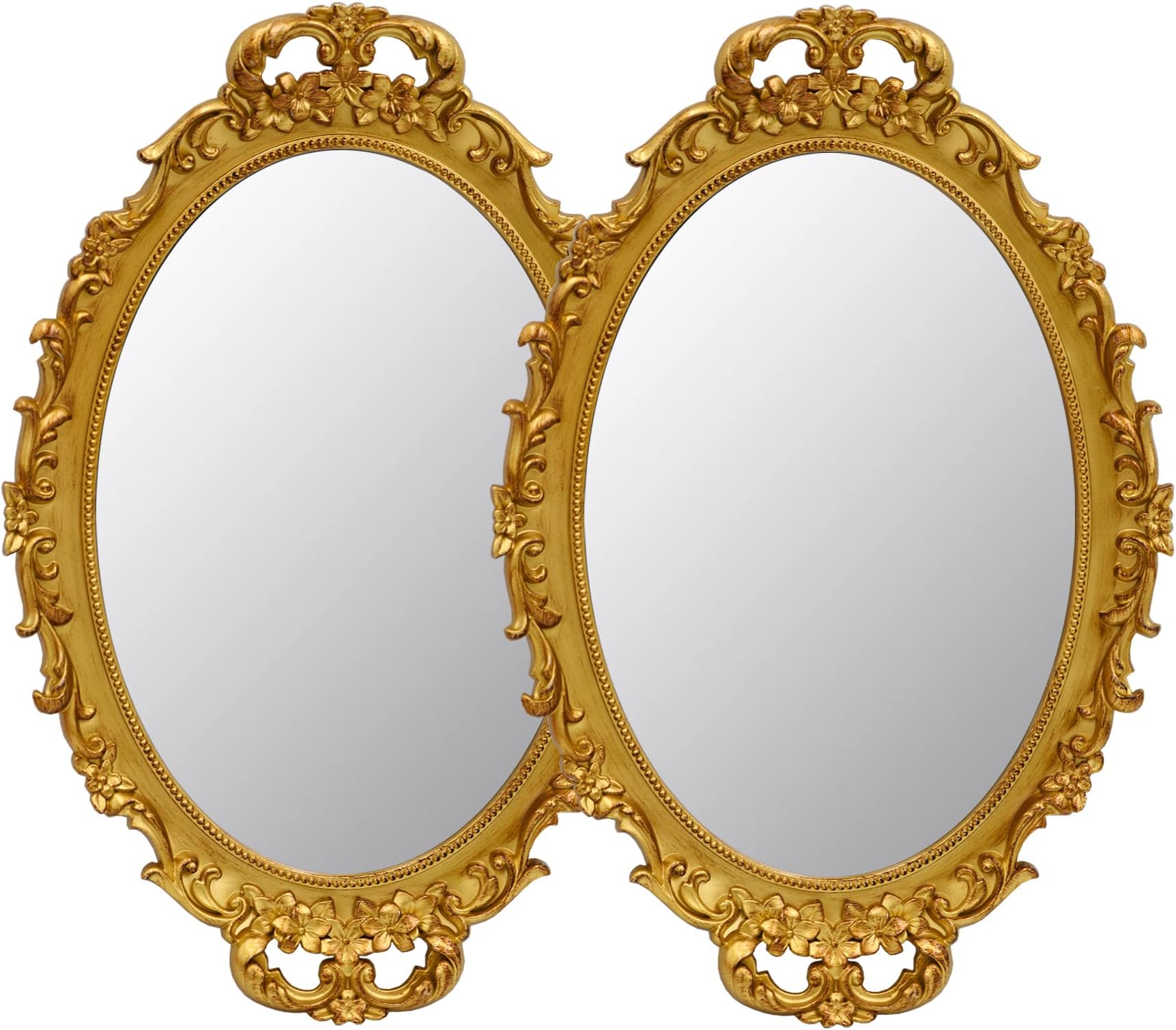 Amazon.com: 2 Pack - Vintage Decorative Gold Framed Mirror, Wall ...