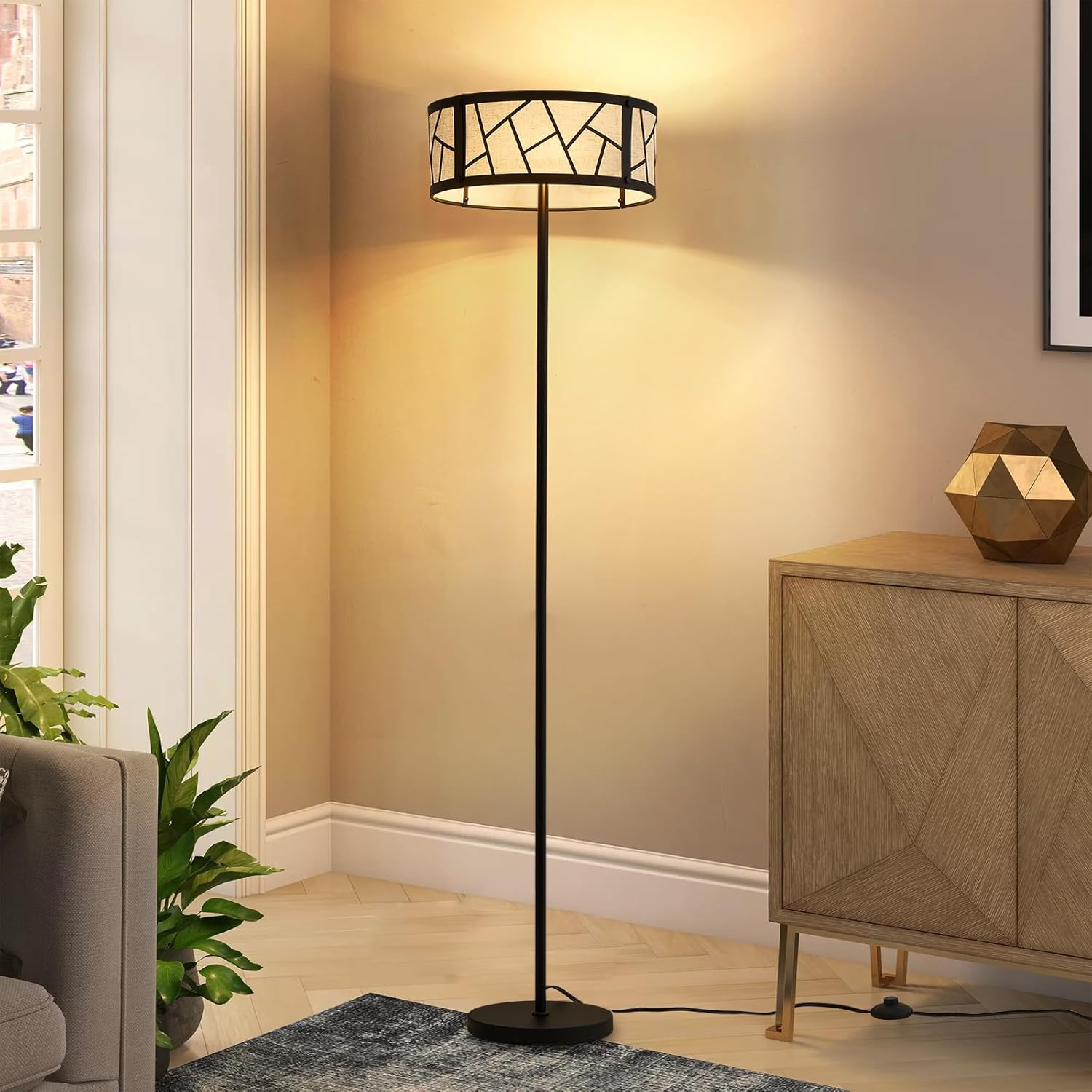 DUJAHMLAND Floor Lamps for Living Room, Standing Tall Lamp with Linen ...