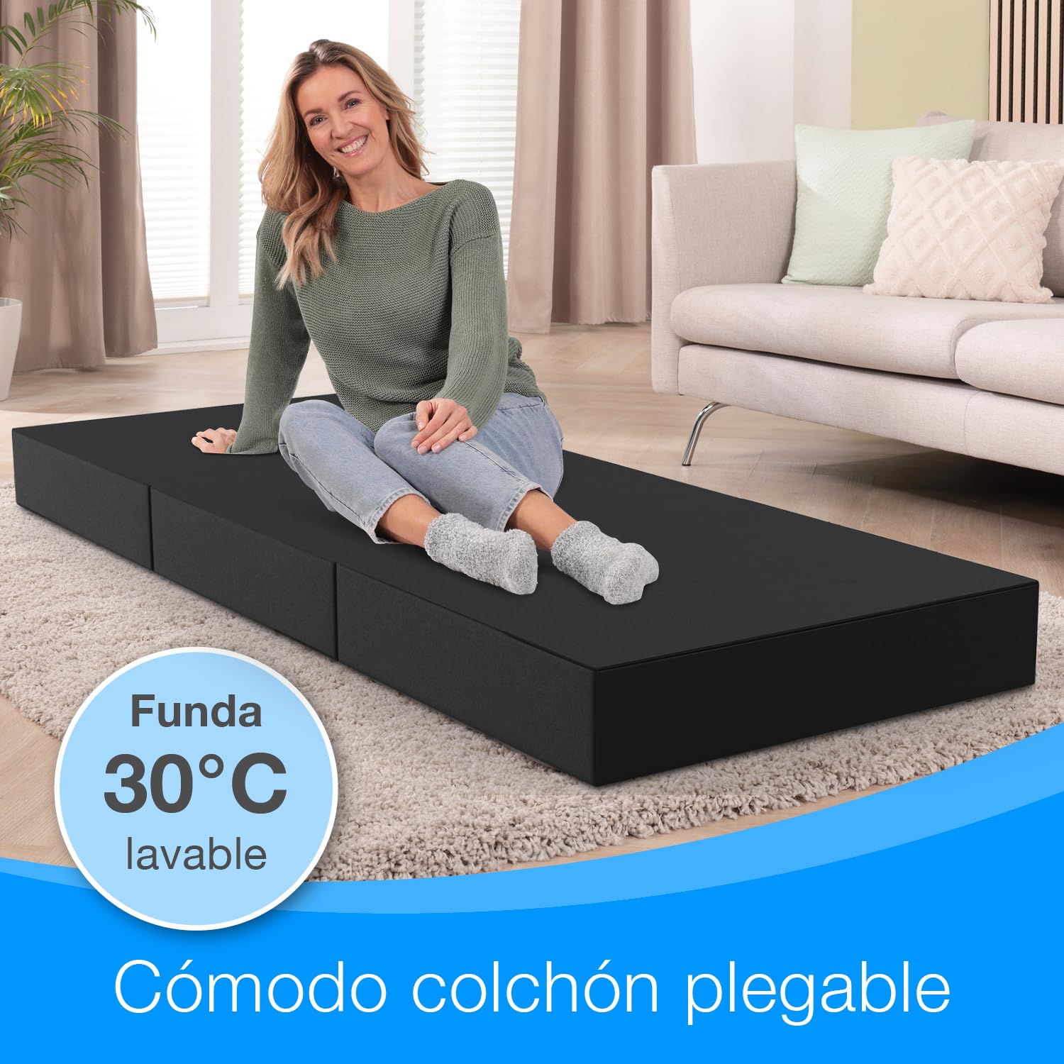 ELONEO Colchón Plegable, colchón para Invitados, colchón Plegable de 3...