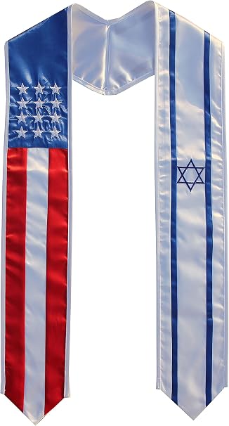 Amazon.com: Del Mex Israel Graduation Flag Stole Sash Scarf Israeli USA ...