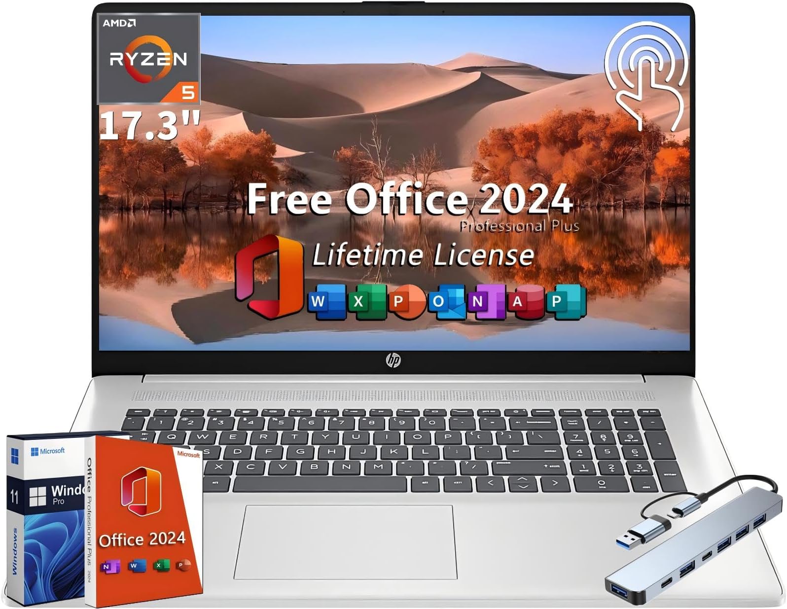 Amazon.com: HP 17 Business Laptop, Office 2024 Lifetime License, 17.3 ...