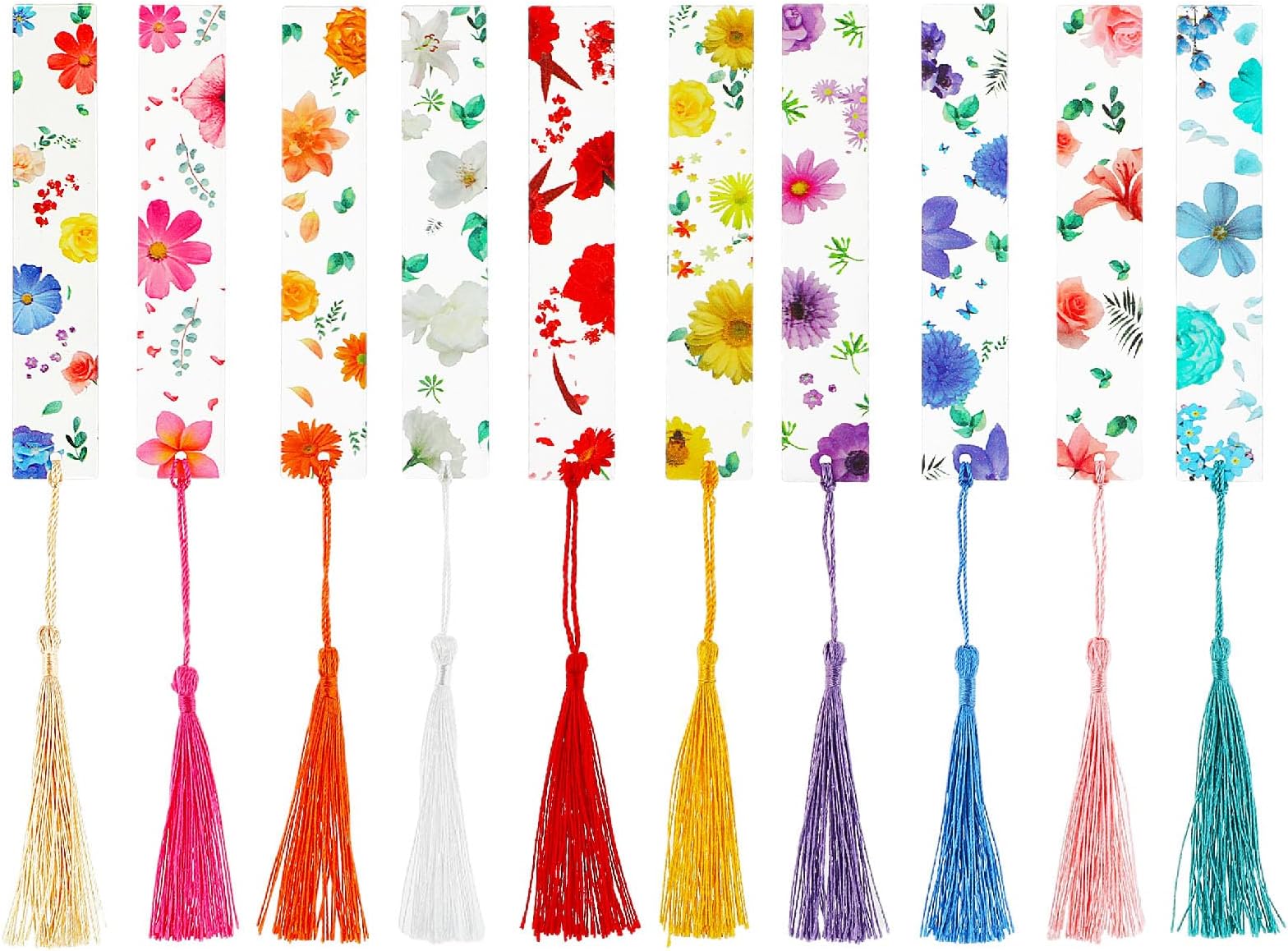 Amazon.com: Mabor 10pcs Flower Resin Bookmark with Colorful Tassels ...