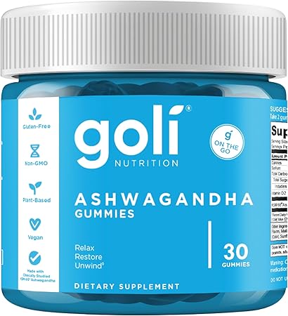 Goli Nutrition, Ashwagandha Gummies con Vitamina D, 30 Gomas veganas ...