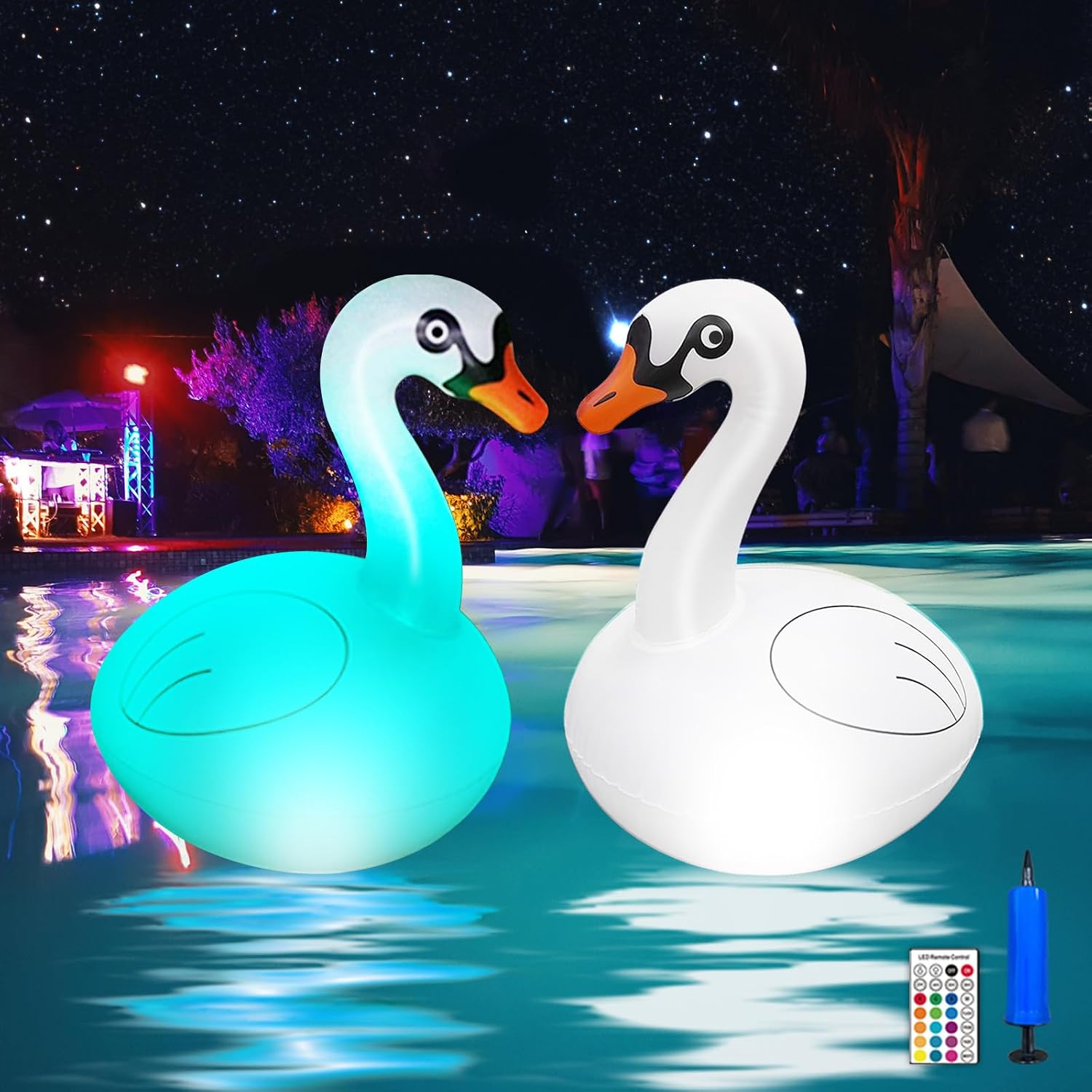 Amazon.com : Nowlaby Swan Floating Pool Lights,2PCS Solar IP67 ...