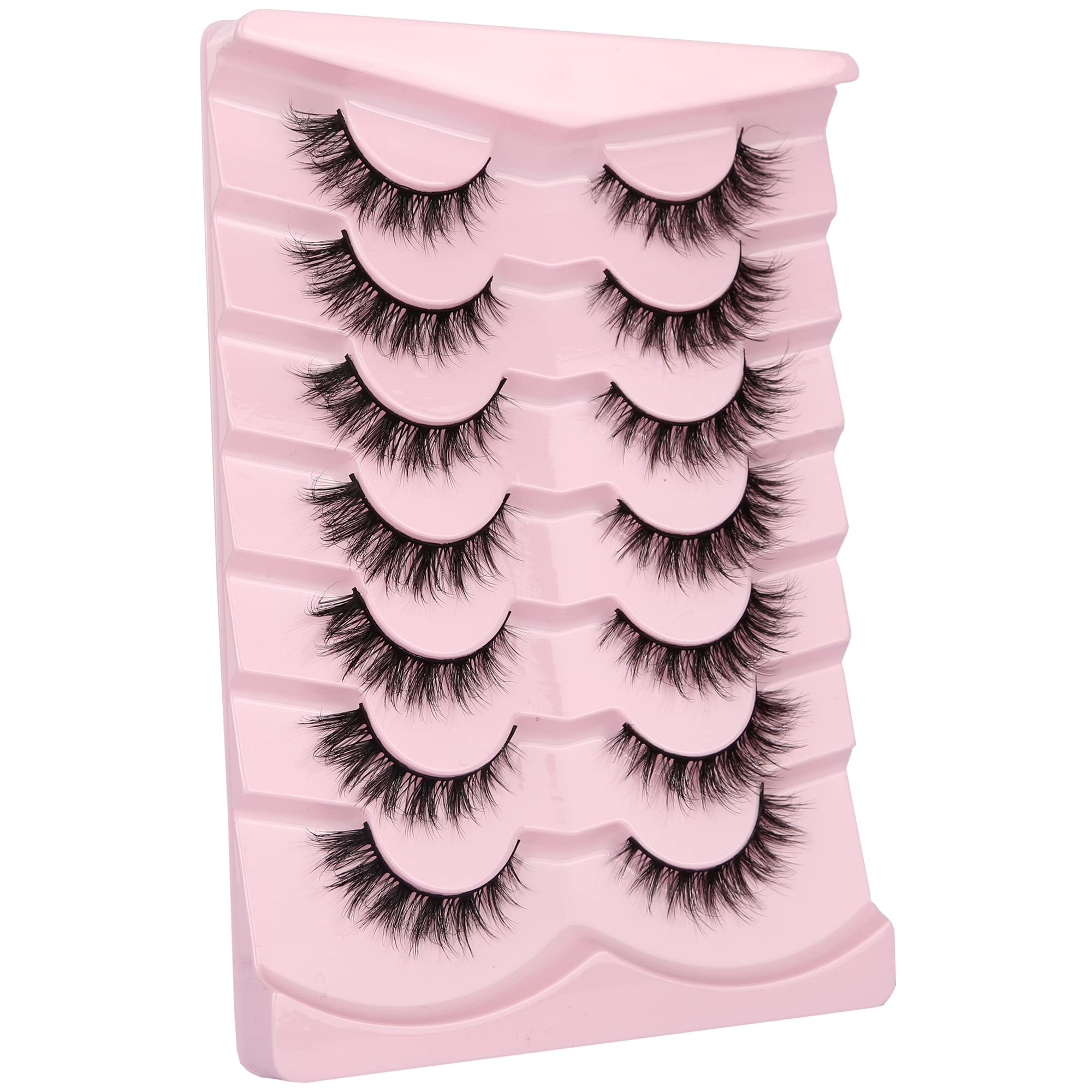 False Eyelashes Cat Eye Natural Look Fluffy Faux Mink Lashes 3D Wispy ...