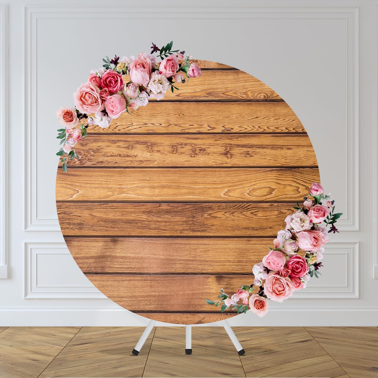 Amazon.com : CHNYWORK 7.2ftx7.2ft Rustic Wood Round Backdrop Cover ...