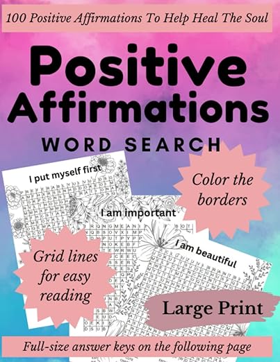 Amazon.com: Positive Affirmation Word Search: for teens, adults and ...
